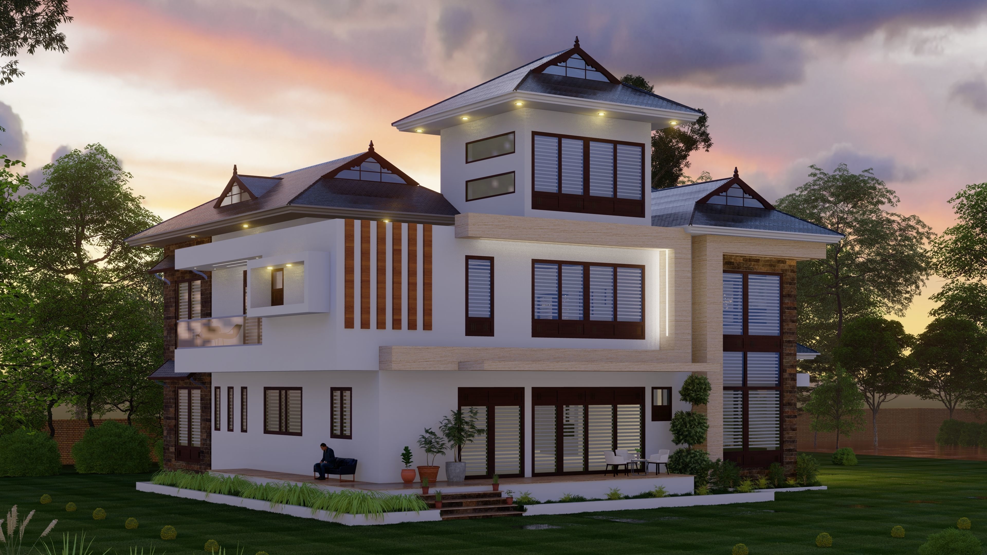 modern traditional house design 3D model | CGTrader