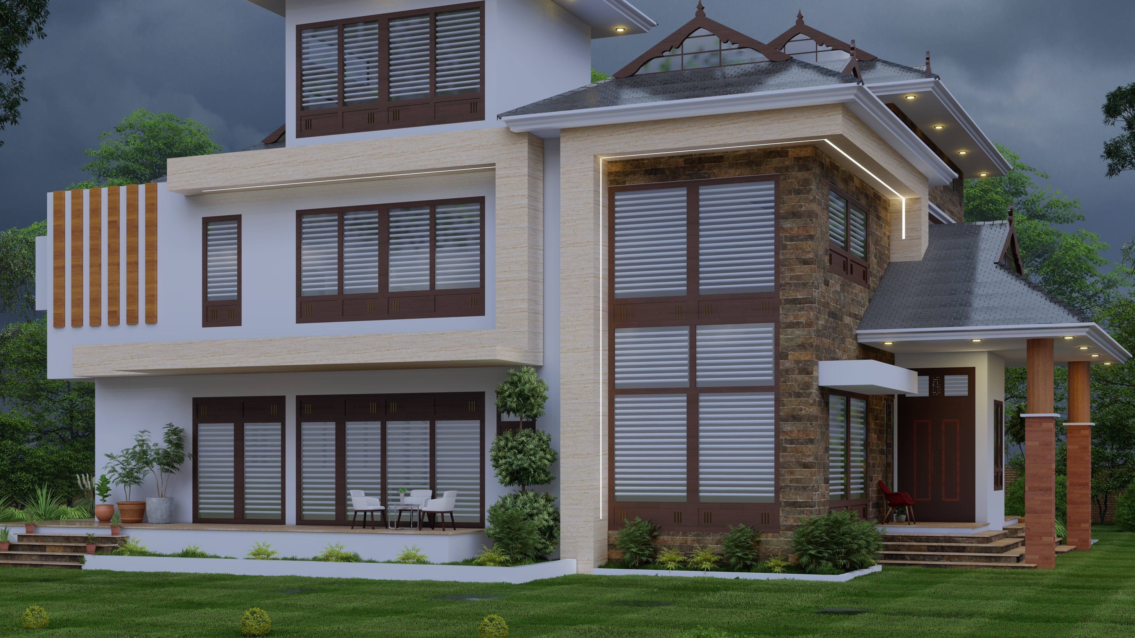 modern traditional house design 3D model | CGTrader