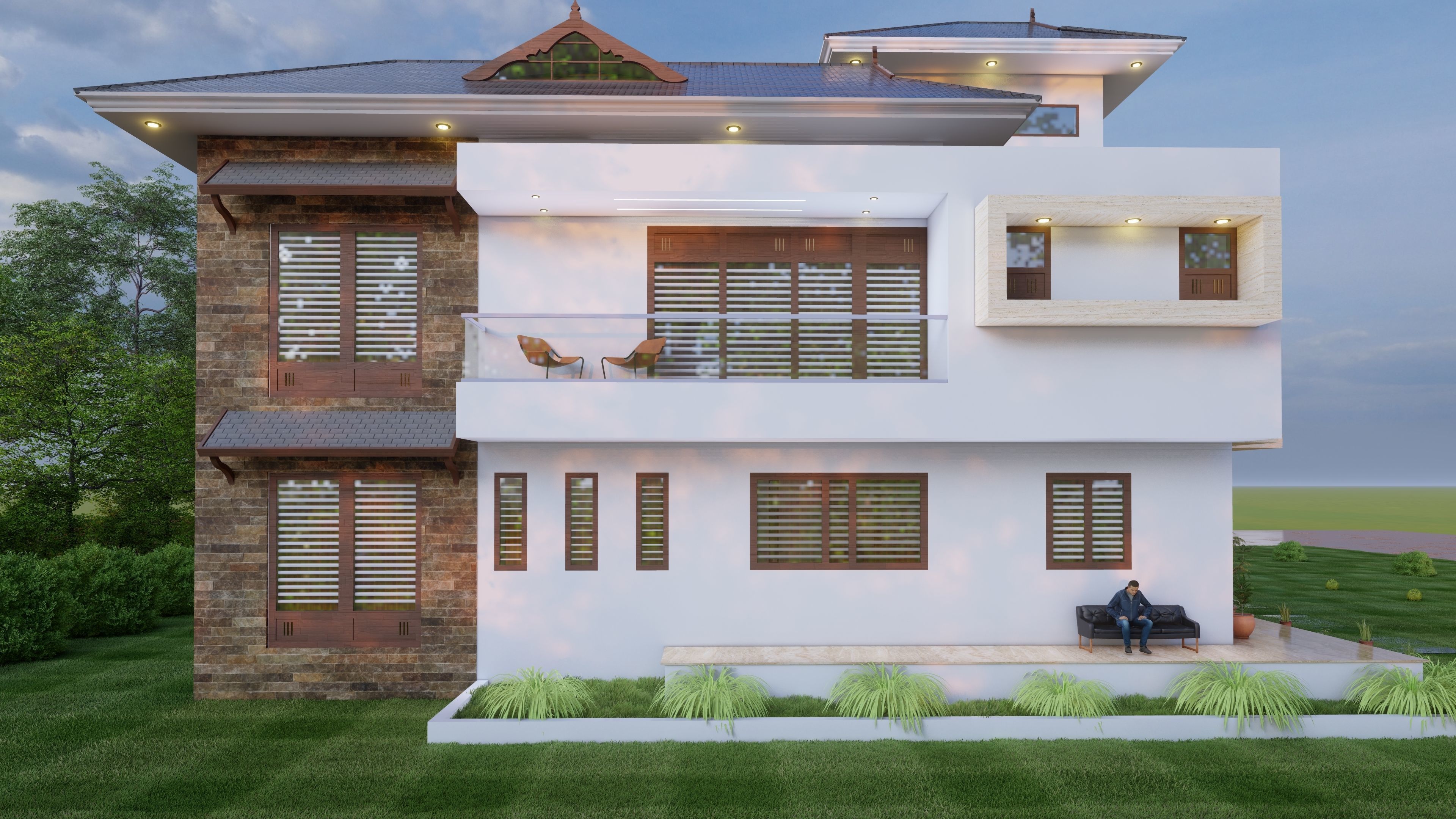 modern traditional house design 3D model | CGTrader