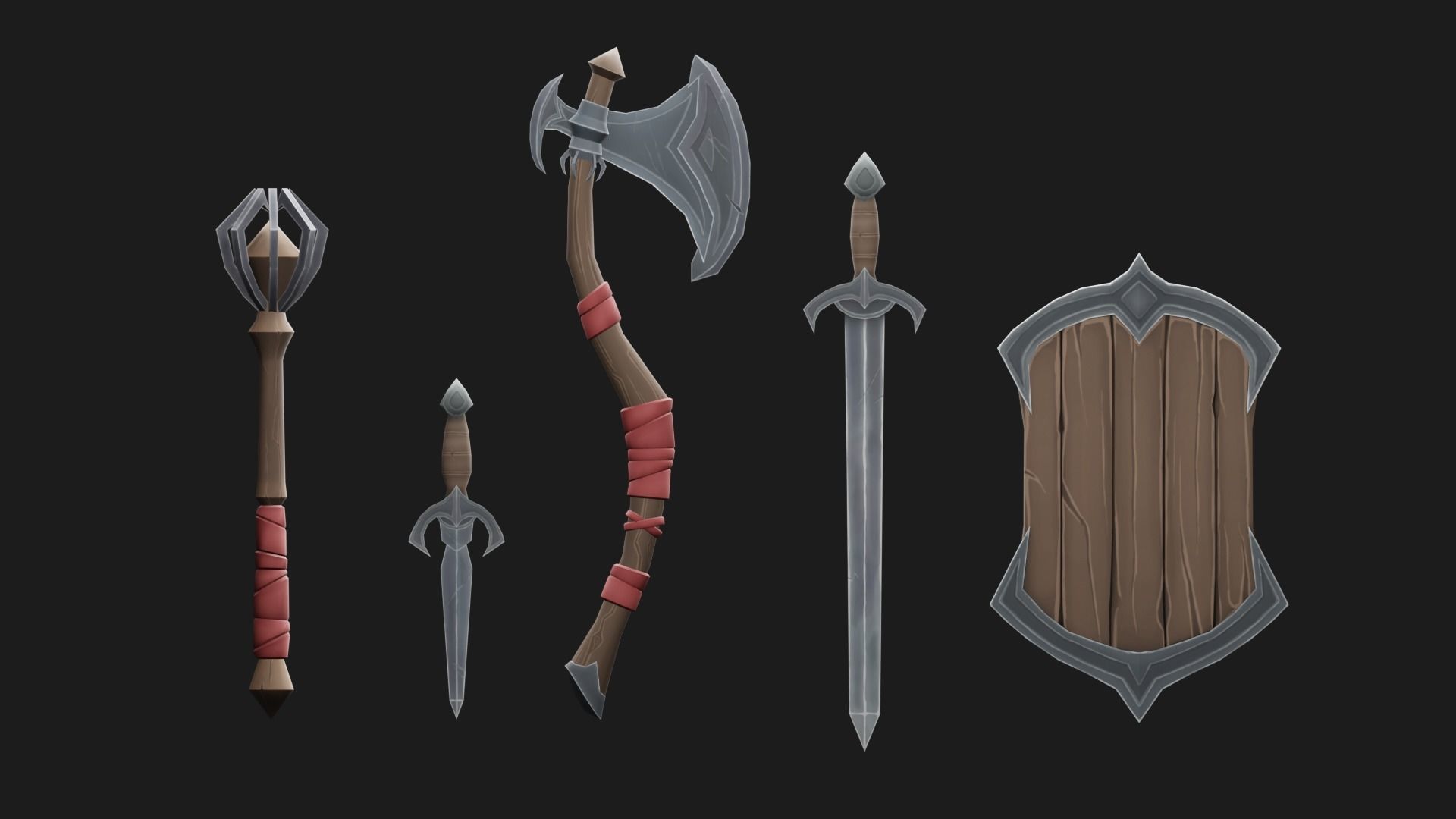 3D model Stylized Weapon Set VR / AR / low-poly | CGTrader