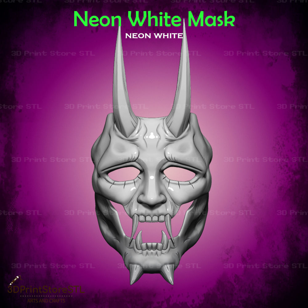 White Mask Cosplay Neon White Game - STL File 3D model 3D printable ...