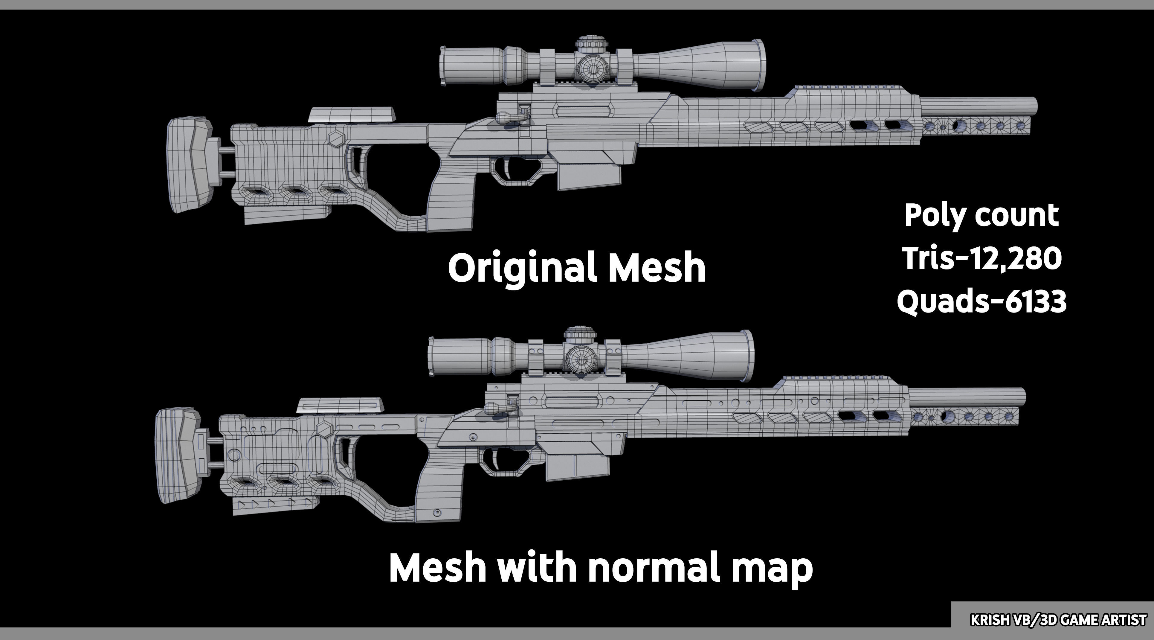 KRG chassis whiskey sniper rifle with 2 skins Game Ready Asset 3D model ...