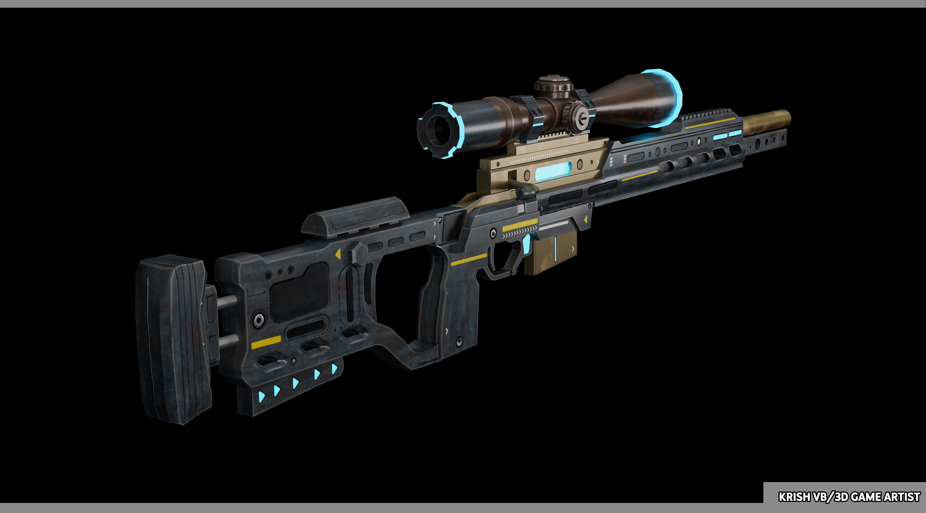 KRG chassis whiskey sniper rifle with 2 skins Game Ready Asset 3D model ...