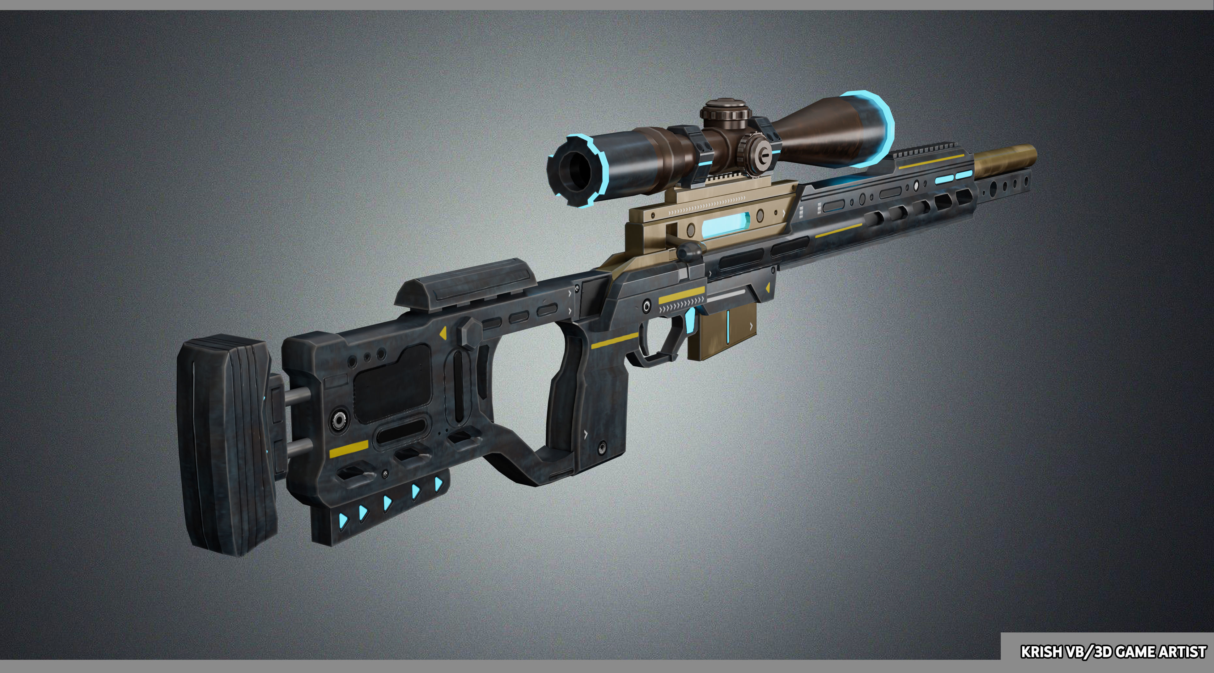 KRG chassis whiskey sniper rifle with 2 skins Game Ready Asset 3D model ...