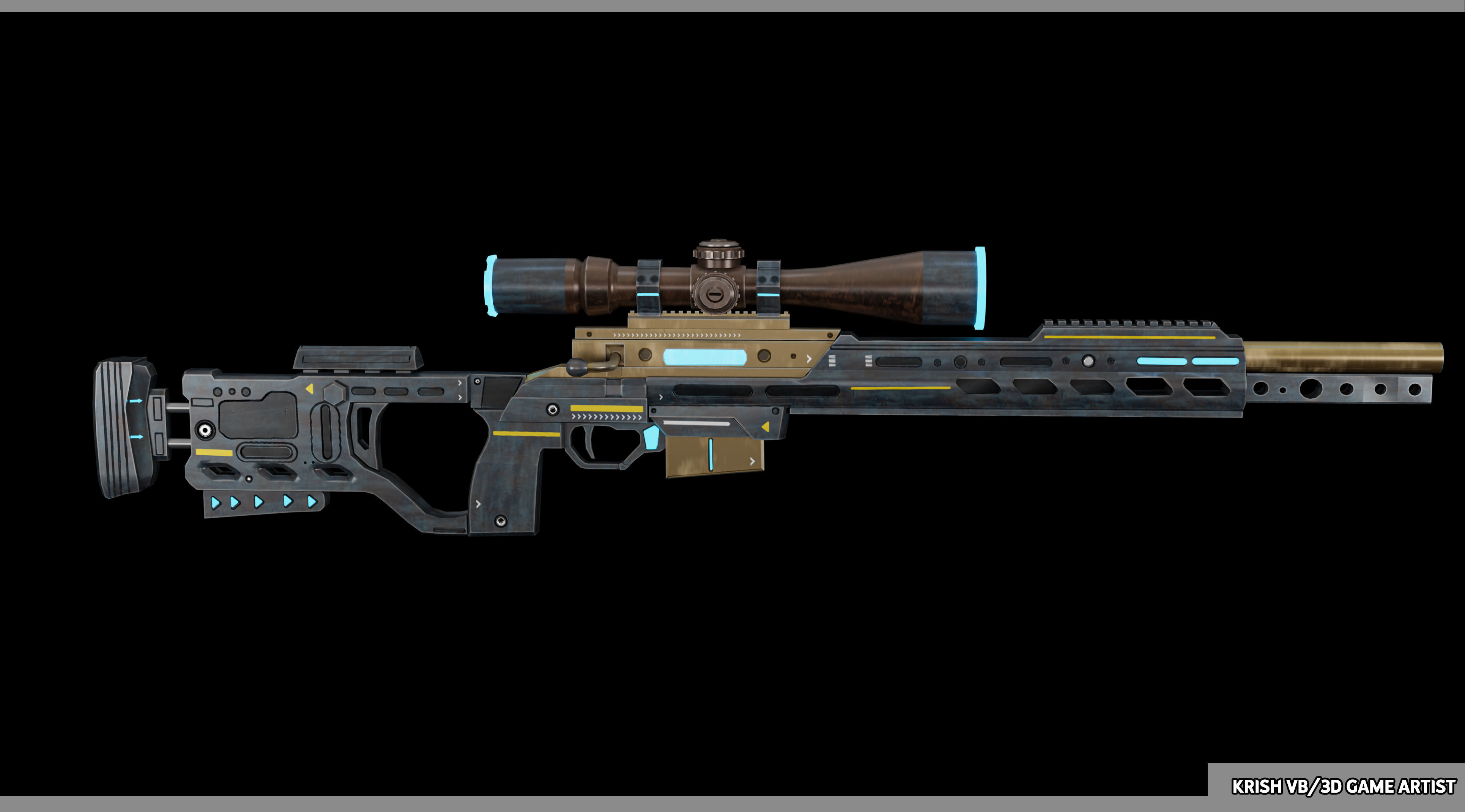 KRG chassis whiskey sniper rifle with 2 skins Game Ready Asset 3D model ...