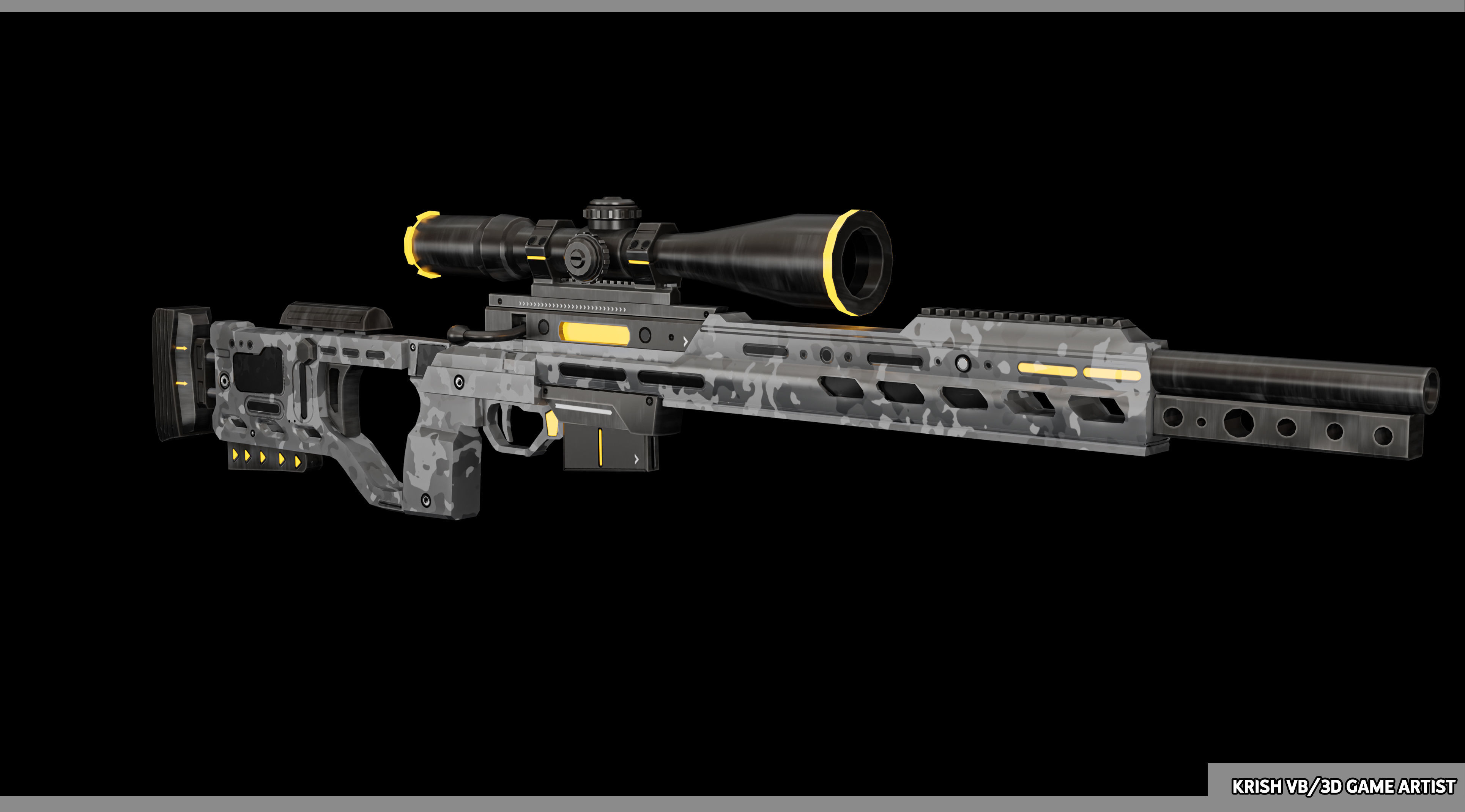 KRG chassis whiskey sniper rifle with 2 skins Game Ready Asset 3D model ...