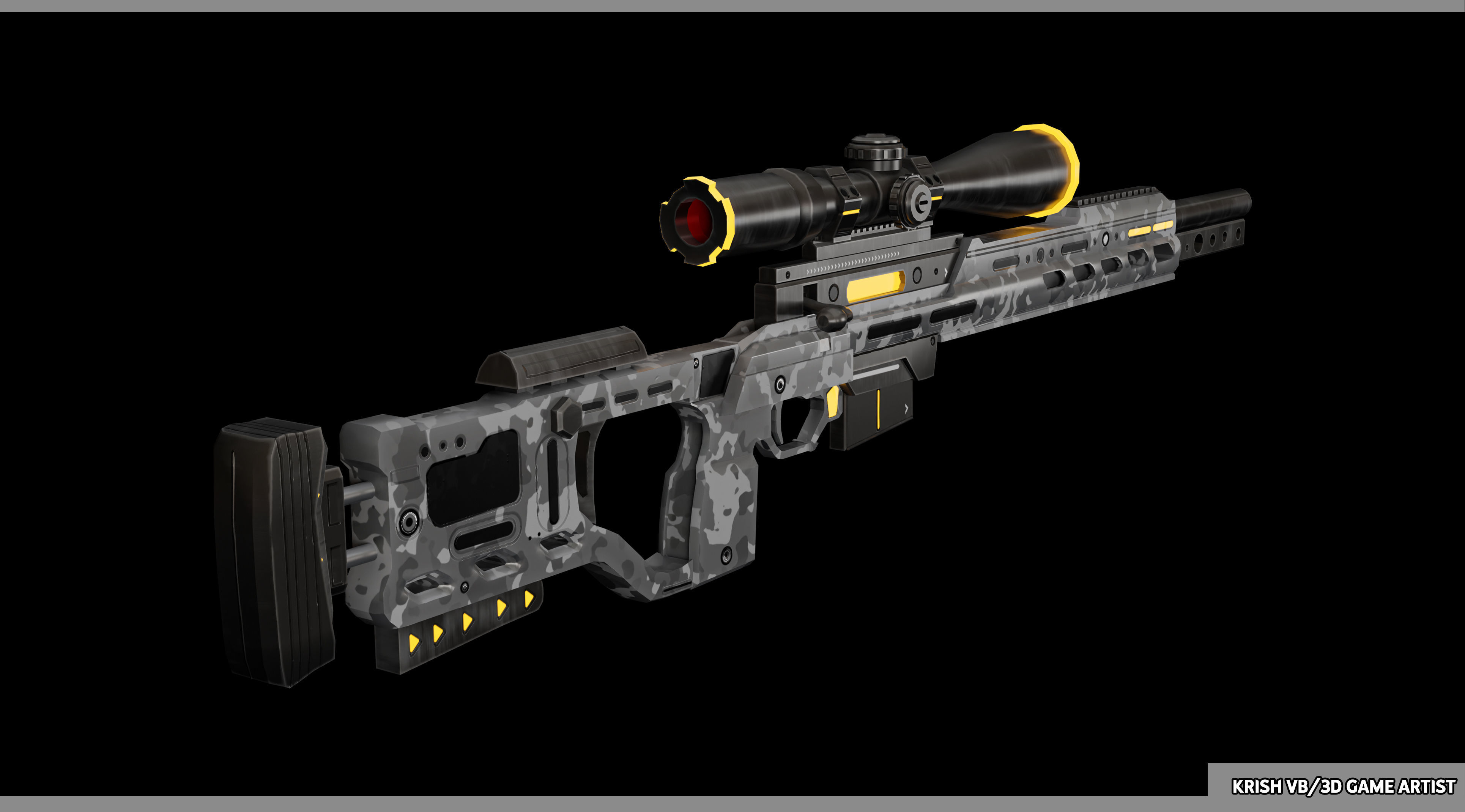 KRG chassis whiskey sniper rifle with 2 skins Game Ready Asset 3D model ...