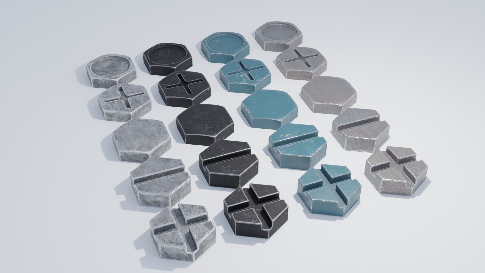 3D model Bolts and Screws Greebles with Multiple Textures VR / AR / low ...