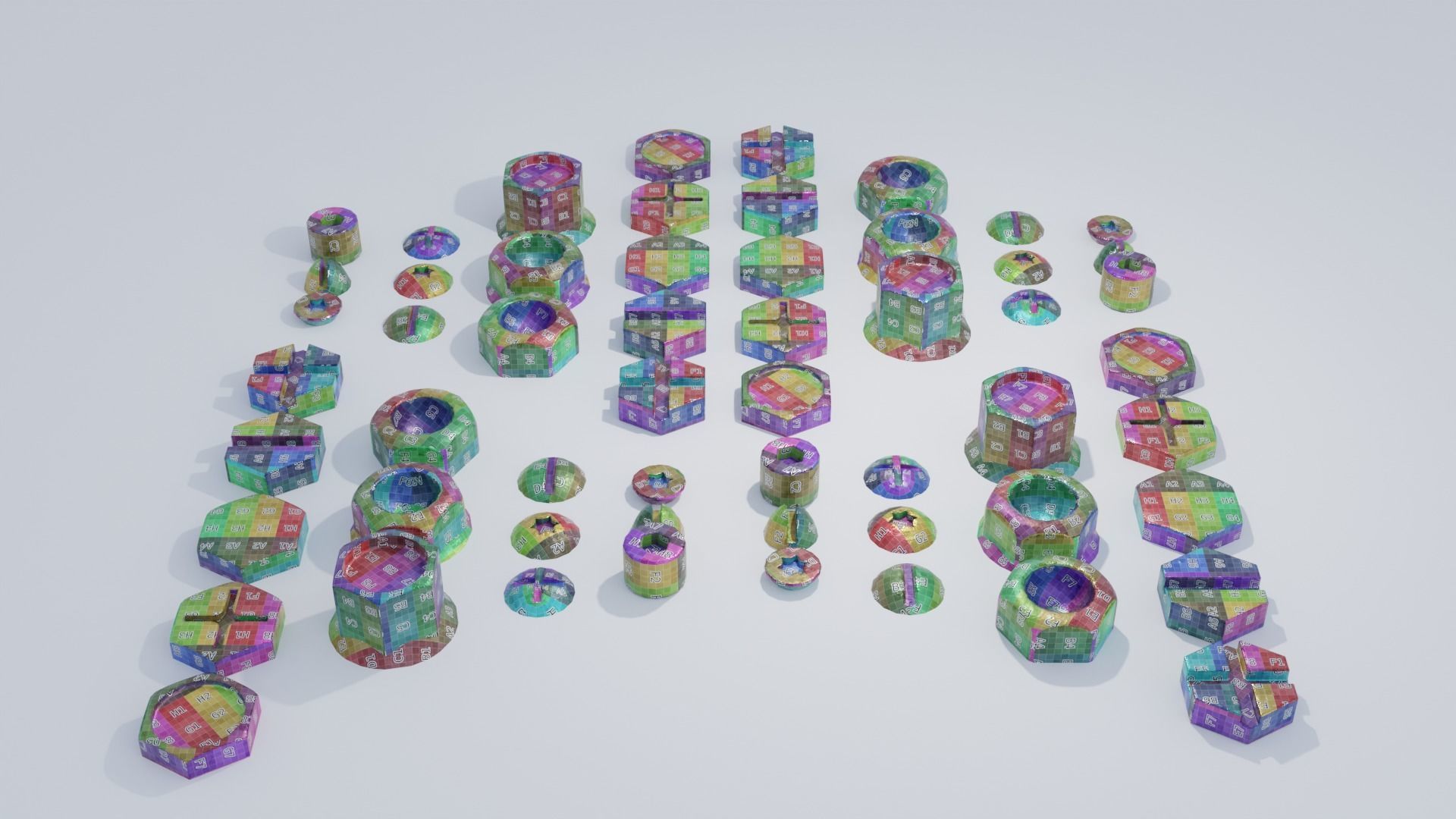 3D model Bolts and Screws Greebles with Multiple Textures VR / AR / low ...