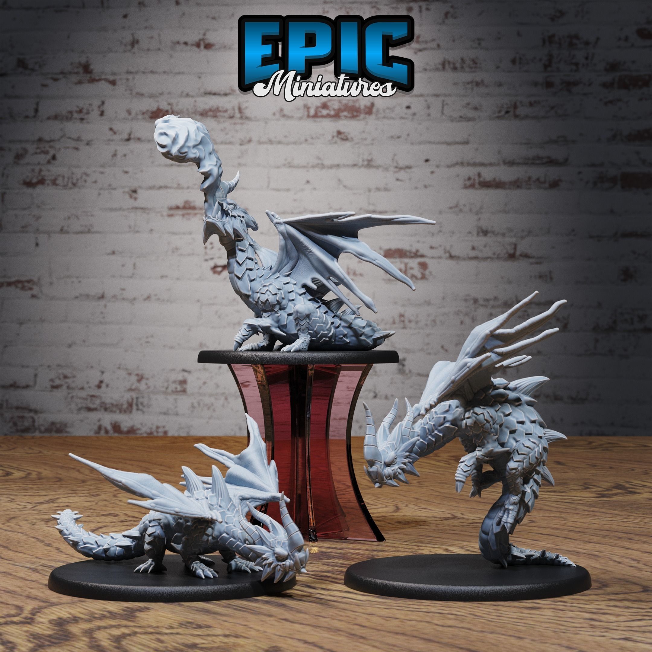 Young Horn Dragon Set - DnD Tabletop Miniature 3D Model 3D model 3D ...