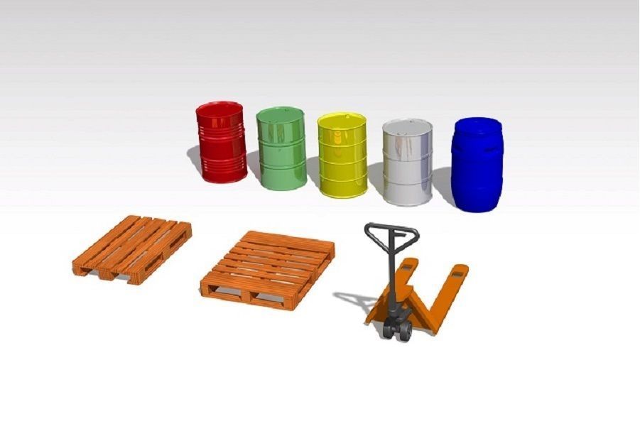 PALLETS BARRELS AND JACK 3D model 3D printable | CGTrader