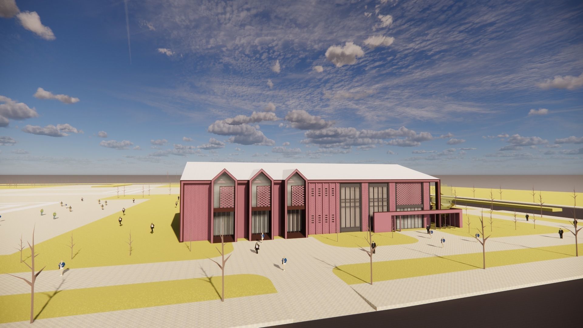 the modern red brick museum 3D model | CGTrader