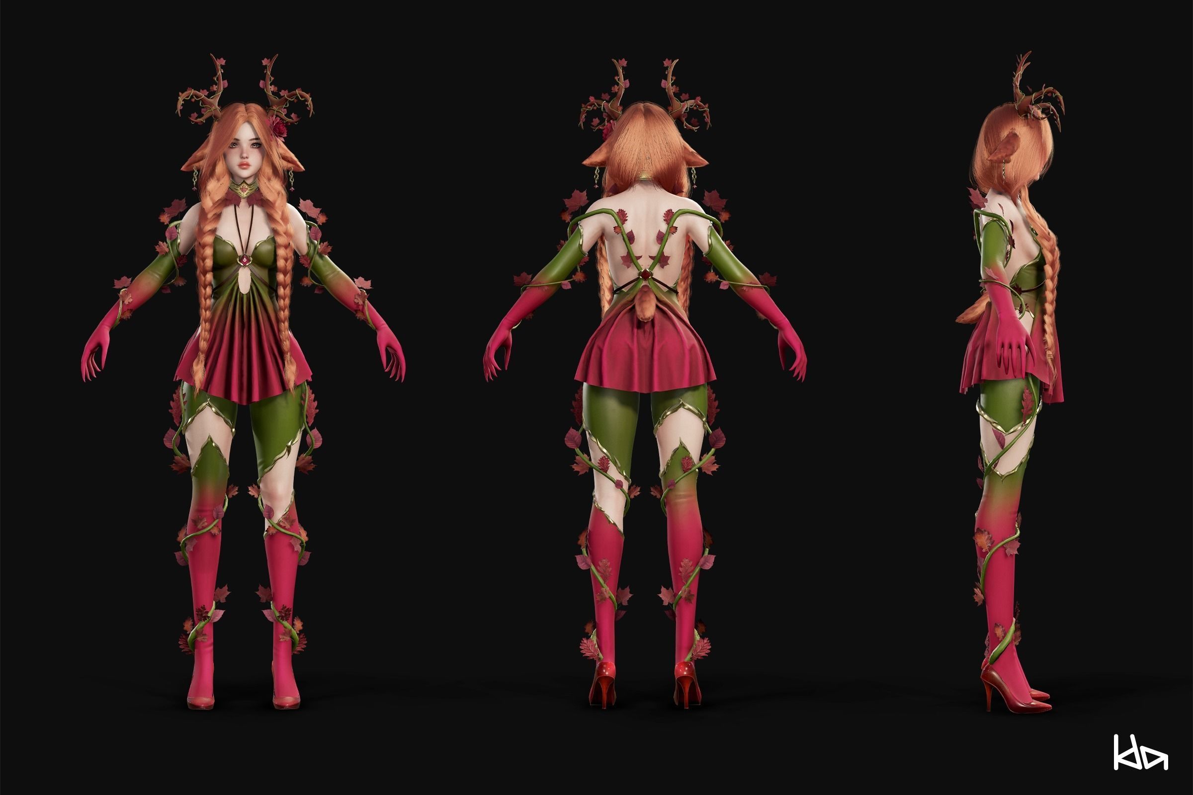 3D model Dryad Girl Fawnia - Game Ready VR / AR / low-poly | CGTrader