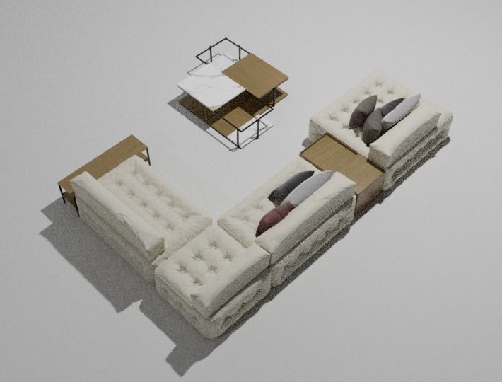 3D Model Sofa L Shape Fabric Lathan 3D model | CGTrader