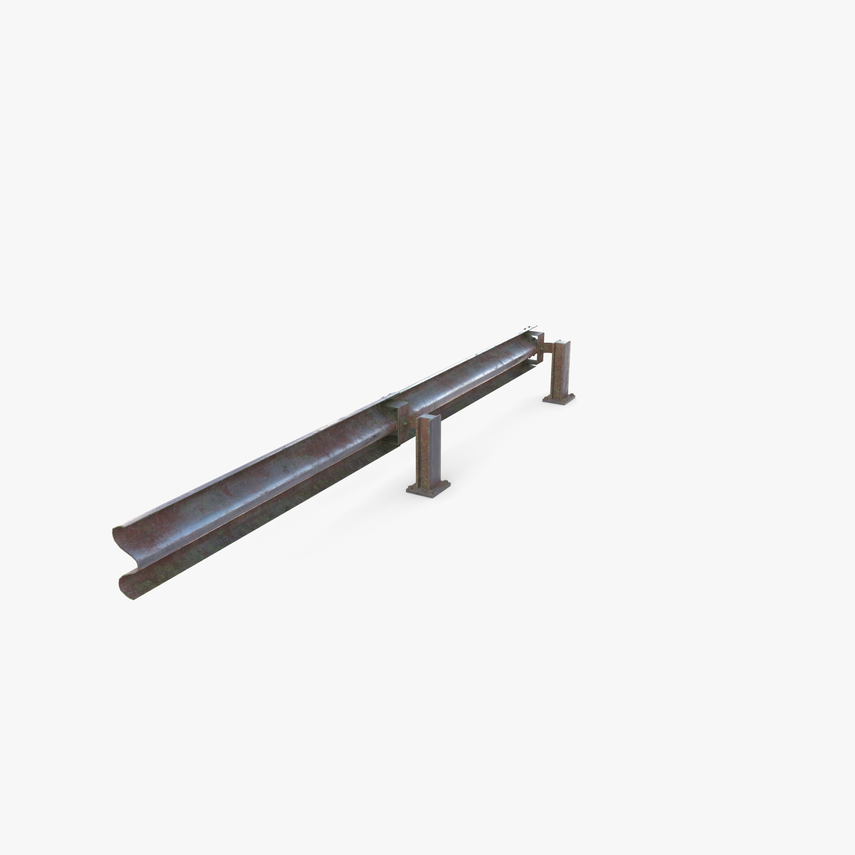3D model Tileable single sided traffic barrier guardrail V2 weathered ...