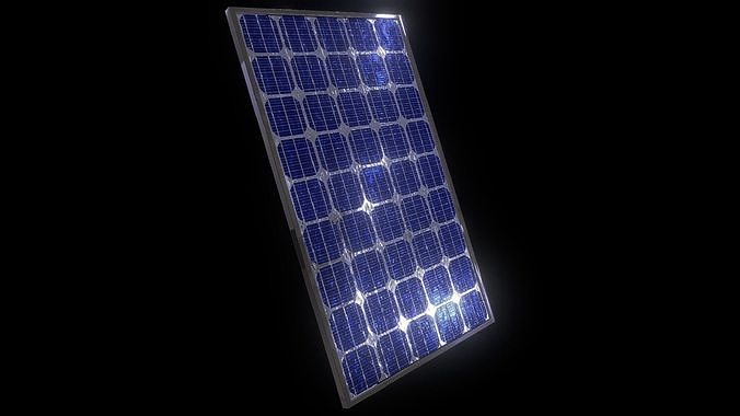 3D model low poly solar panel 3 maps optimized gameready VR / AR / low ...