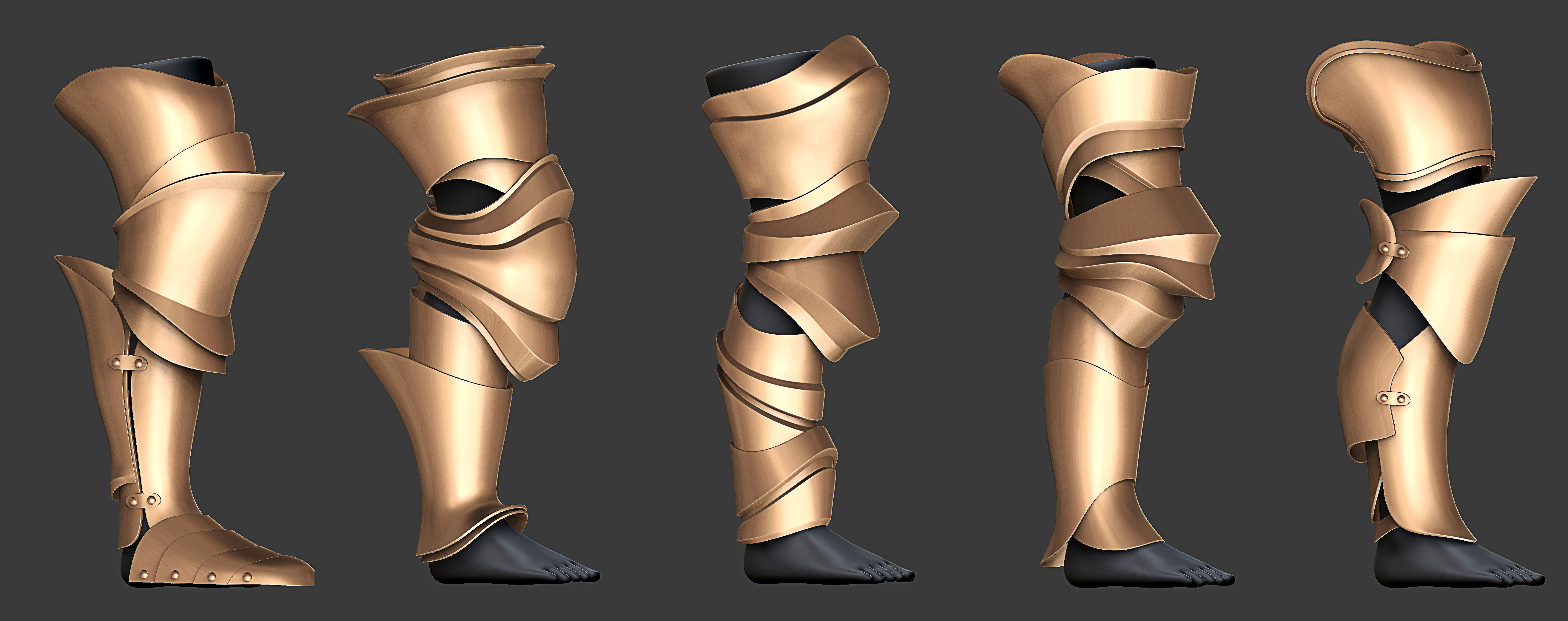 3D model Leg Armor Highpoly and Lowpoly With UVs Vol 2 VR / AR / low ...