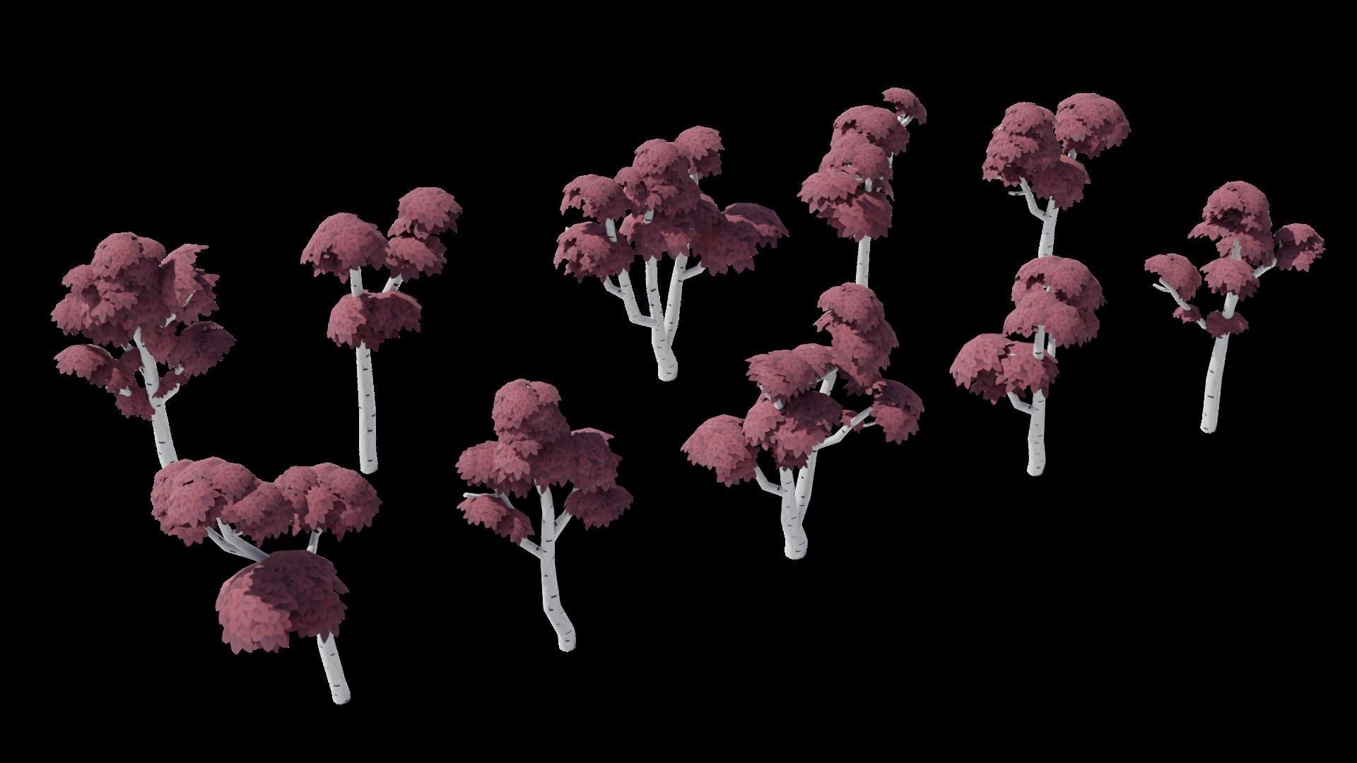 3D model 10 Stylized low poly Birch trees VR / AR / low-poly | CGTrader