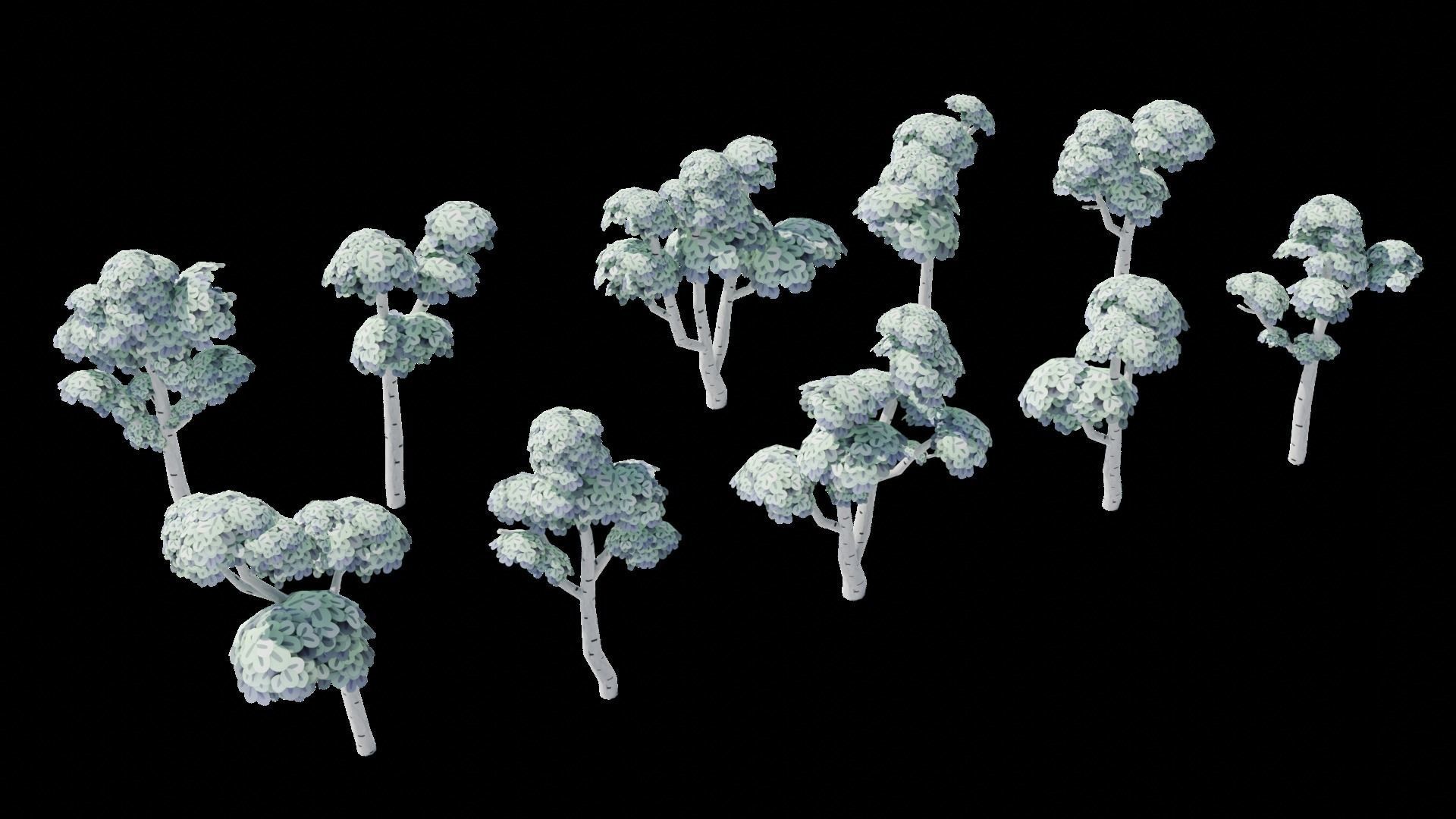 3D model 10 Stylized low poly Birch trees VR / AR / low-poly | CGTrader