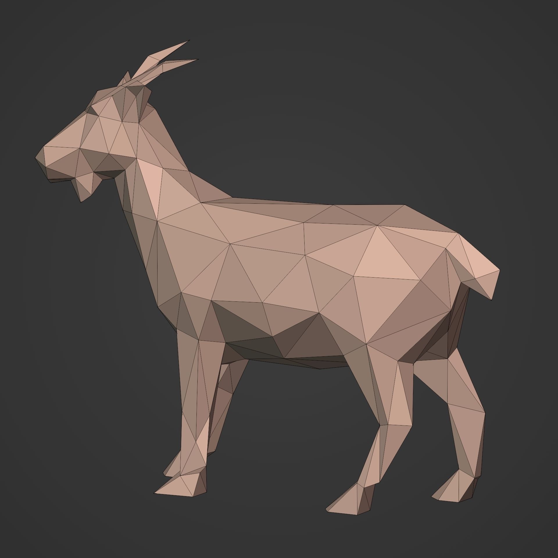 Polygonal Goat Statue 3D model 3D printable | CGTrader