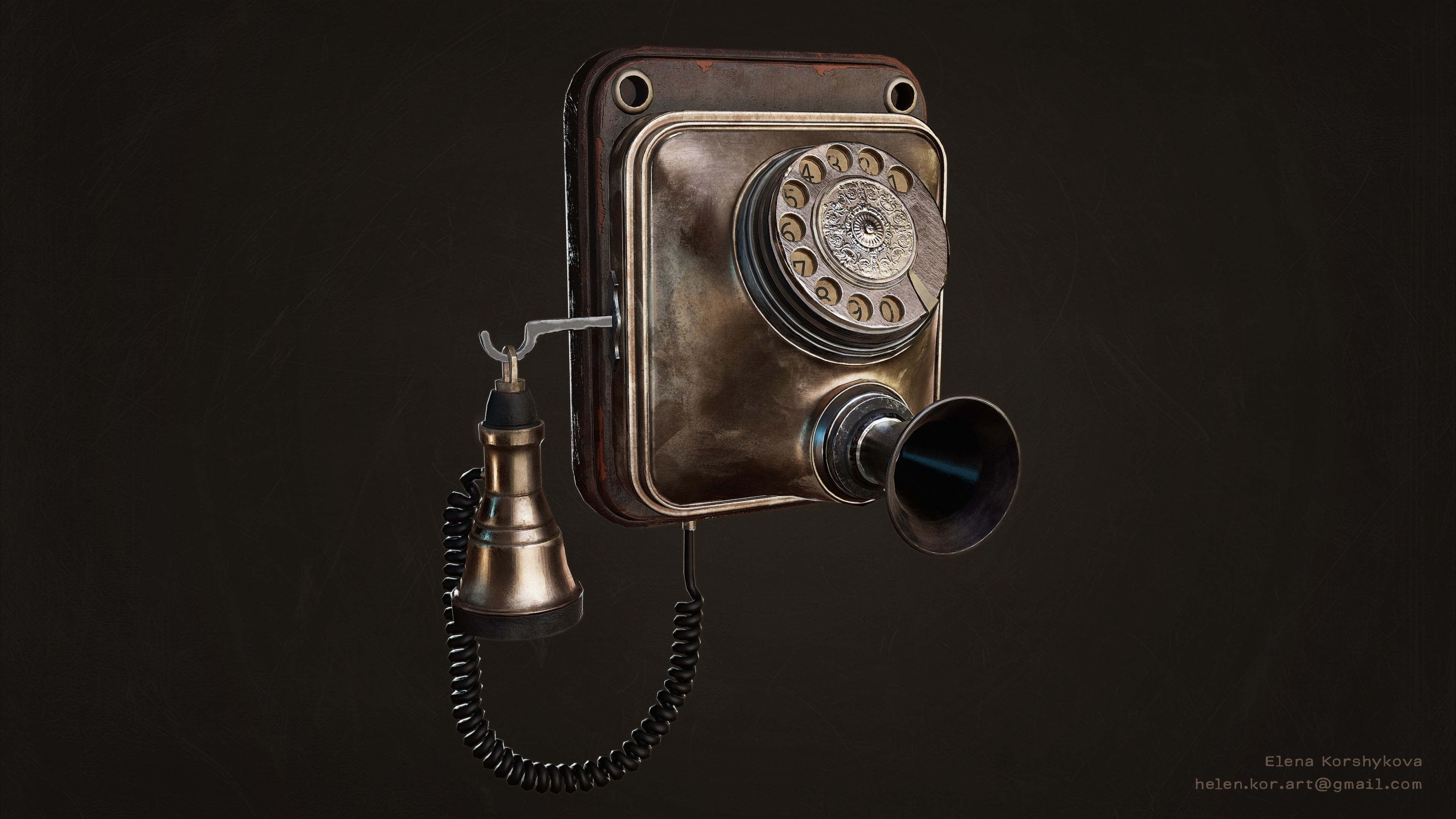 3D model Antique Telephone 19 century Low-poly VR / AR / low-poly ...