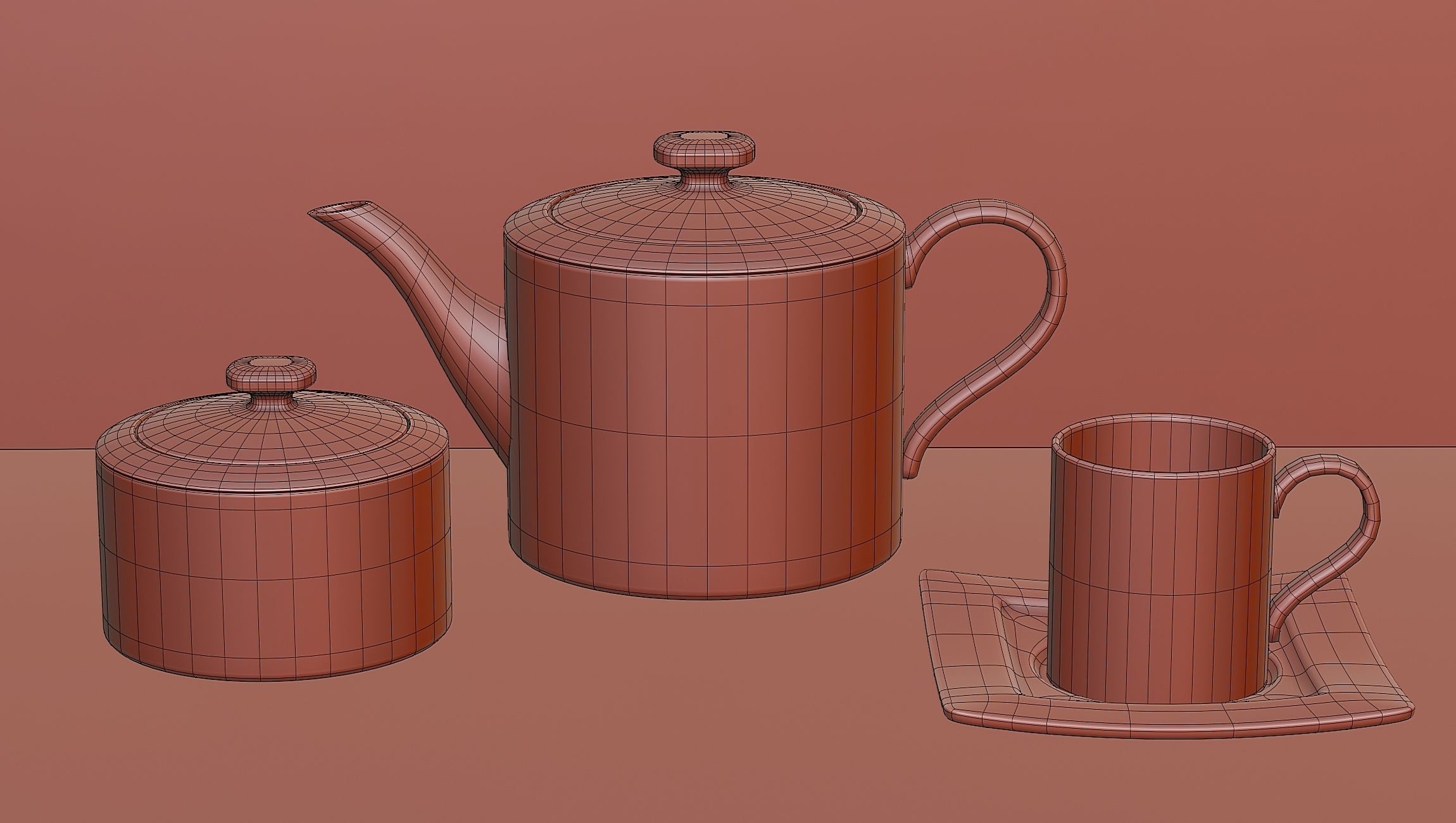 Black ceramic tea set 3D model | CGTrader