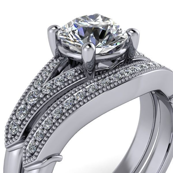 Engagement Ring Vintage Filigree Ring Milgrain Art Deco Antique 3D ...