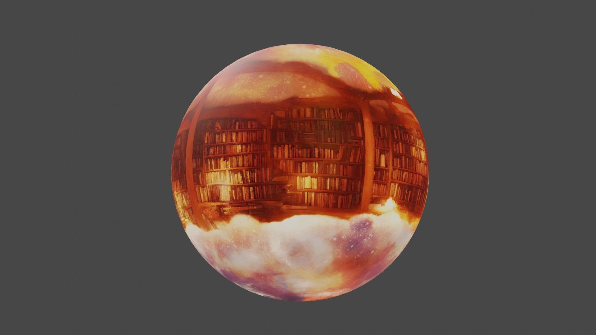 3D model 8k magic attic library with cosmic clouds 360 VR sky background VR / AR / low-poly ...