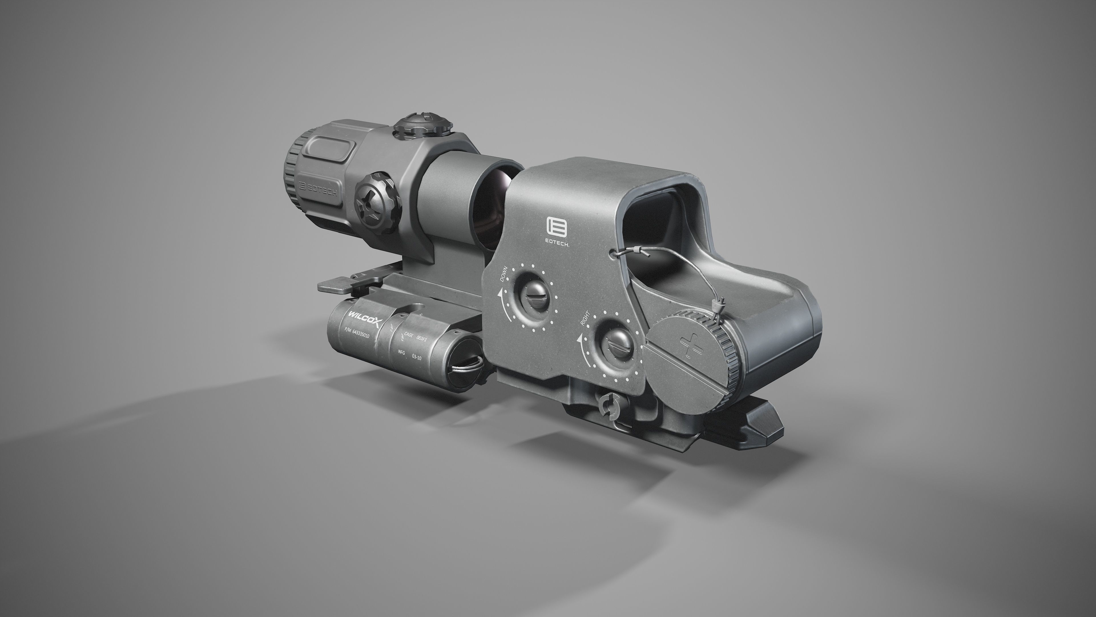 3D model Eotech HHS with magnifier and wilcox mount lopoly 3d model VR ...