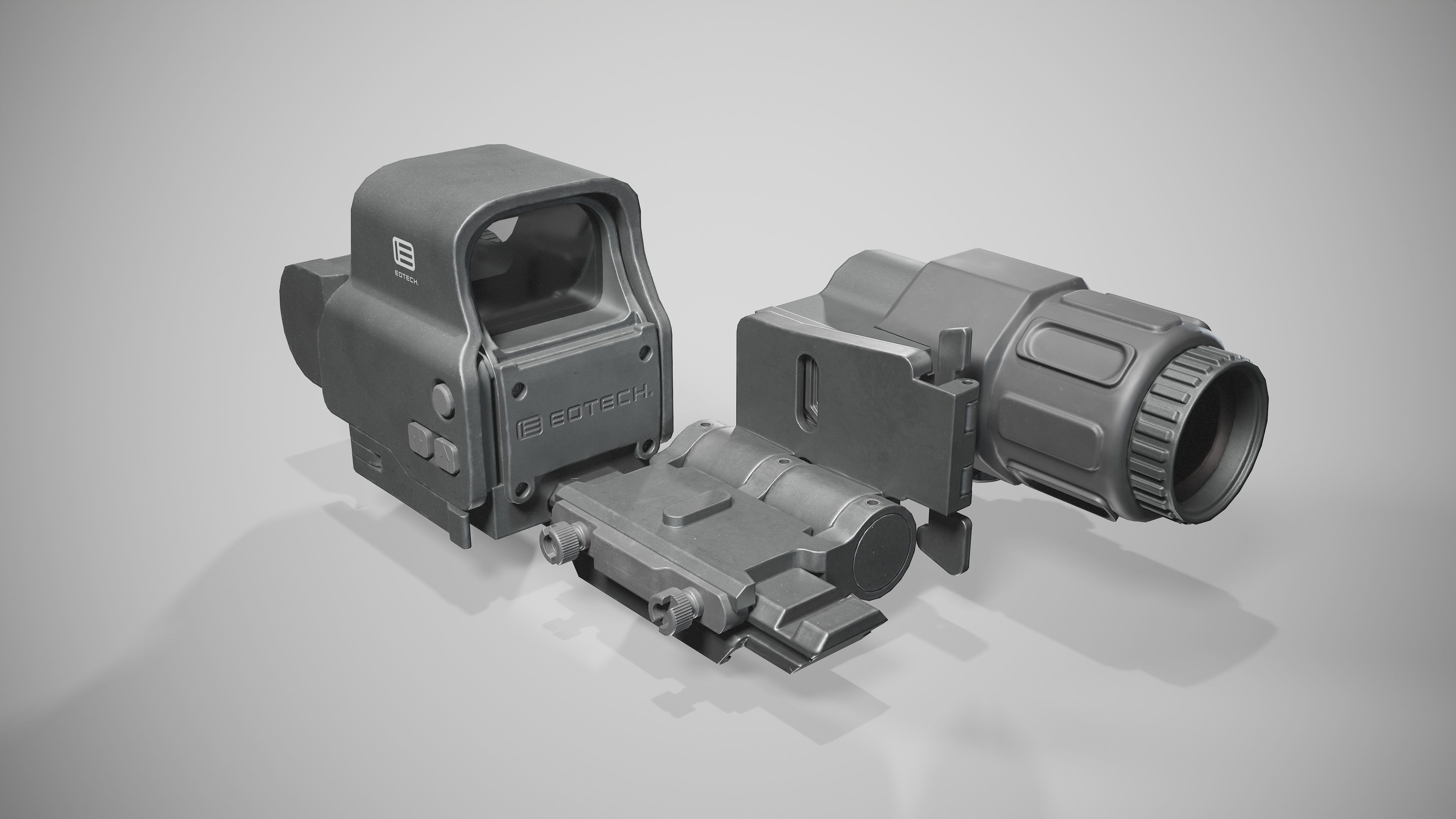3D model Eotech HHS with magnifier and wilcox mount lopoly 3d model VR ...