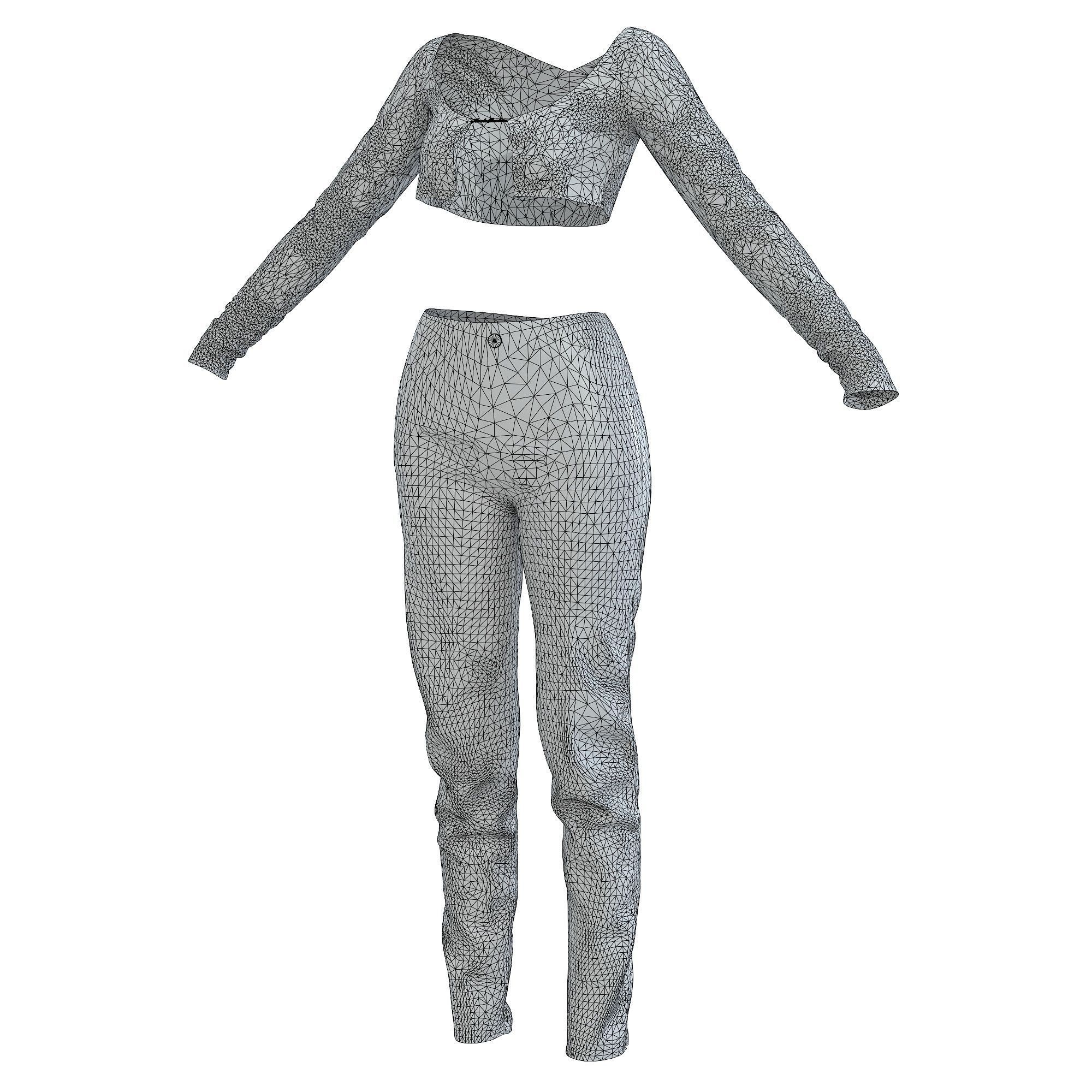 3D model Jeans and Long sleeve Top cloth VR / AR / low-poly | CGTrader