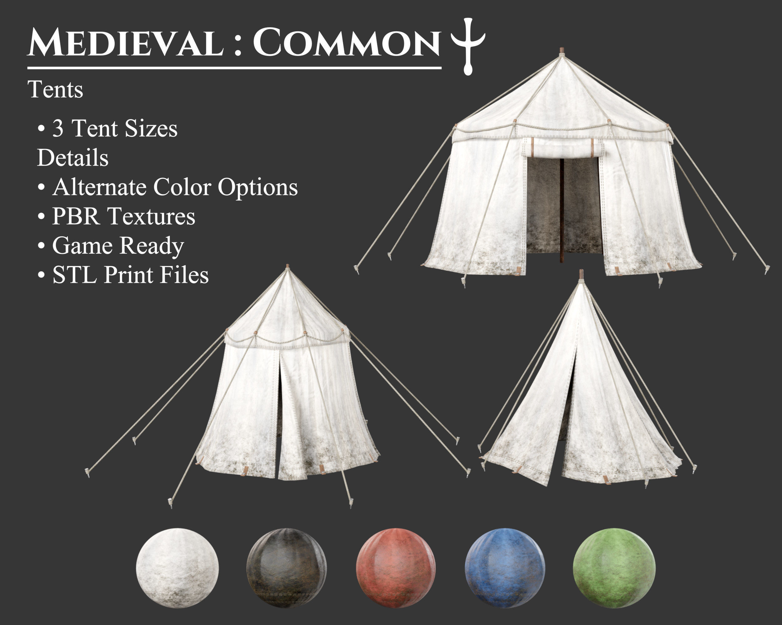 Medieval Collection Common Tents VR / AR / low-poly | CGTrader