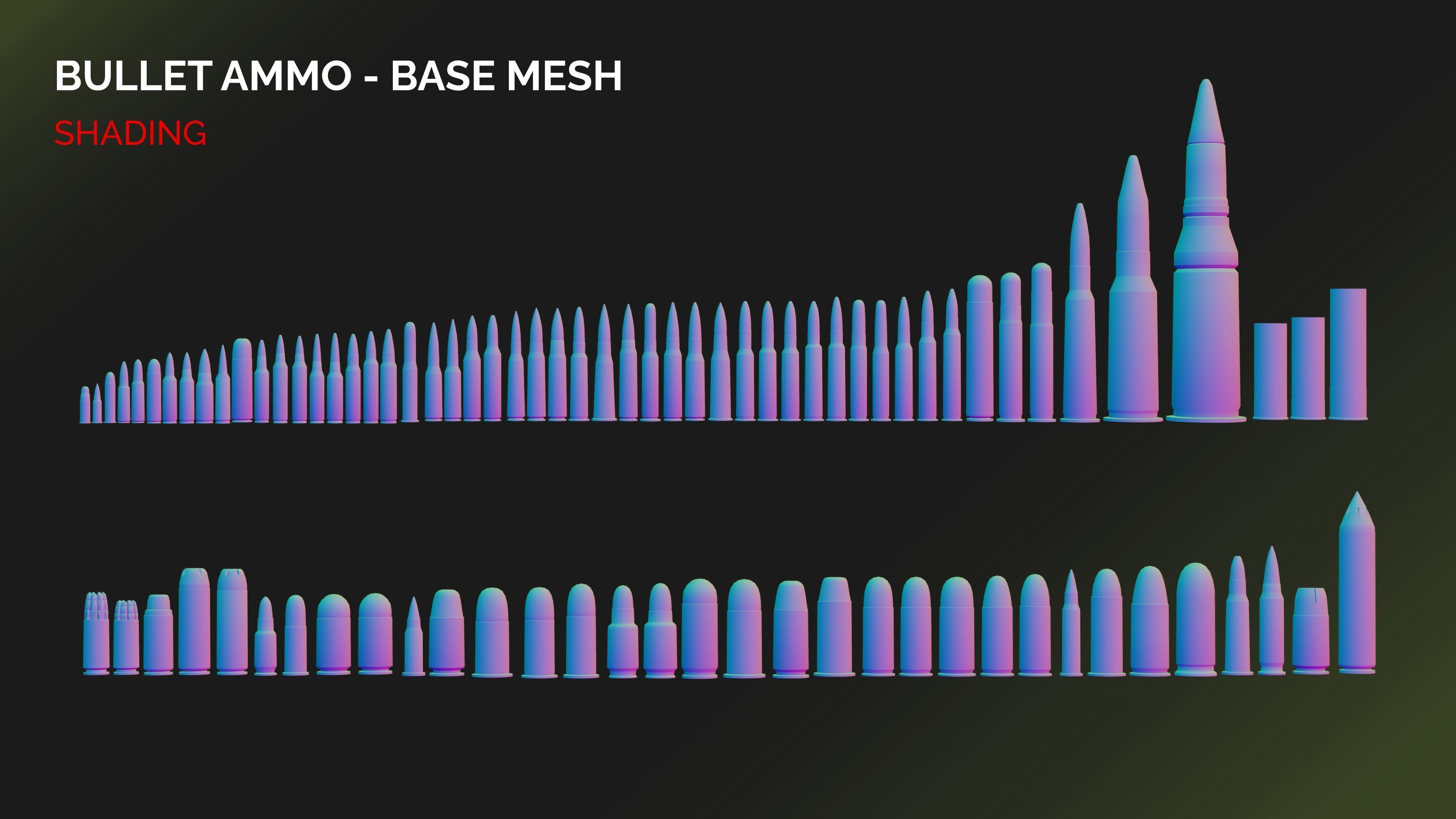 3D model 86 Bullets Ammo - Base mesh - Game Ready VR / AR / low-poly ...