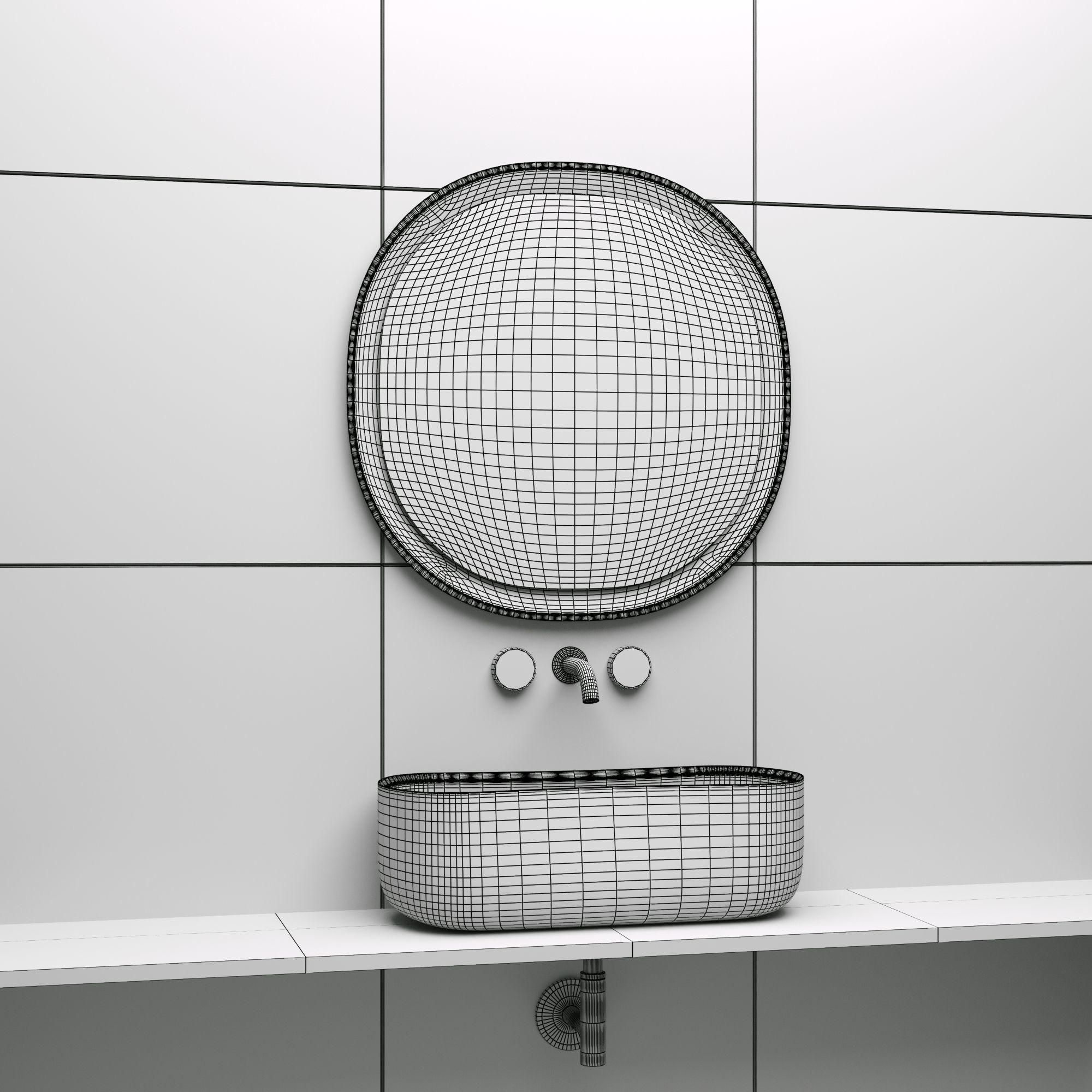 Salvatori - Anima Backlit mirror with basin 3D model | CGTrader