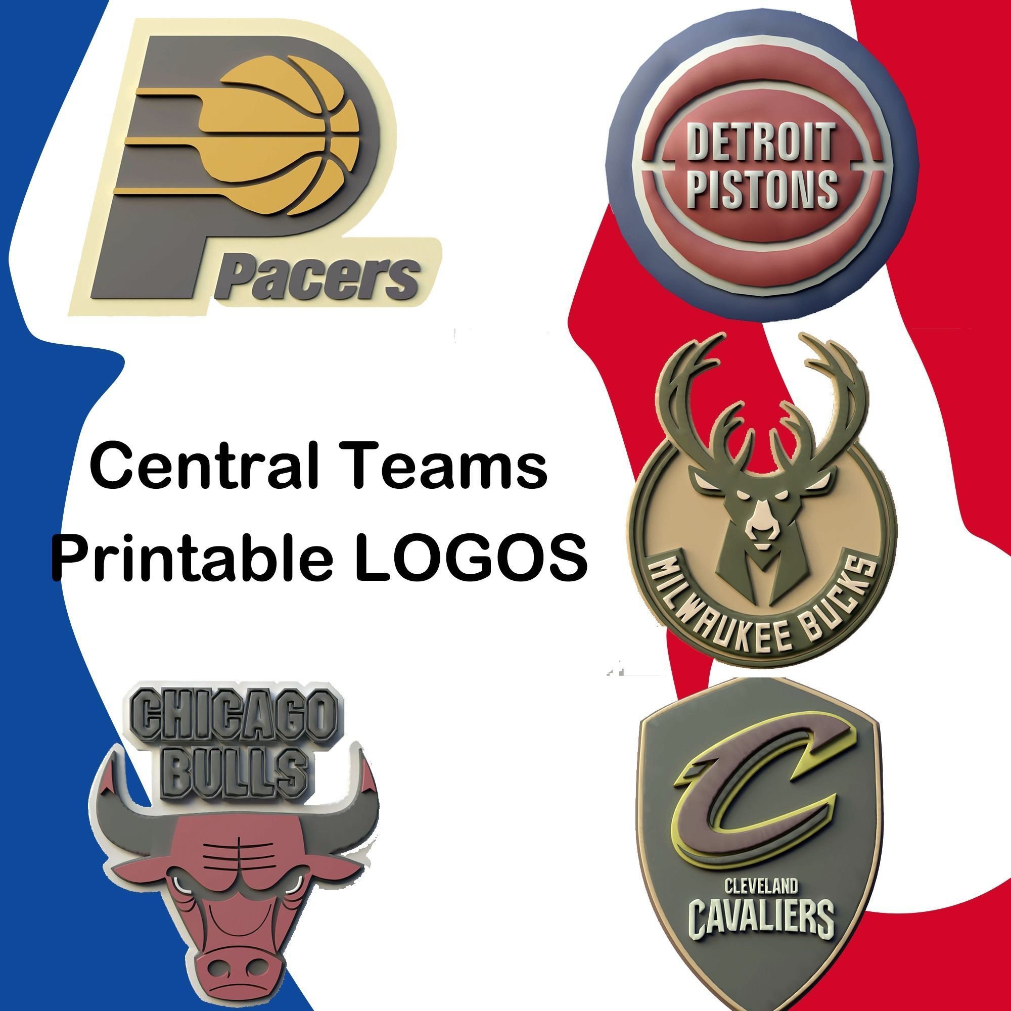 USA Central Basketball Teams Printable Logos 3D model 3D printable ...