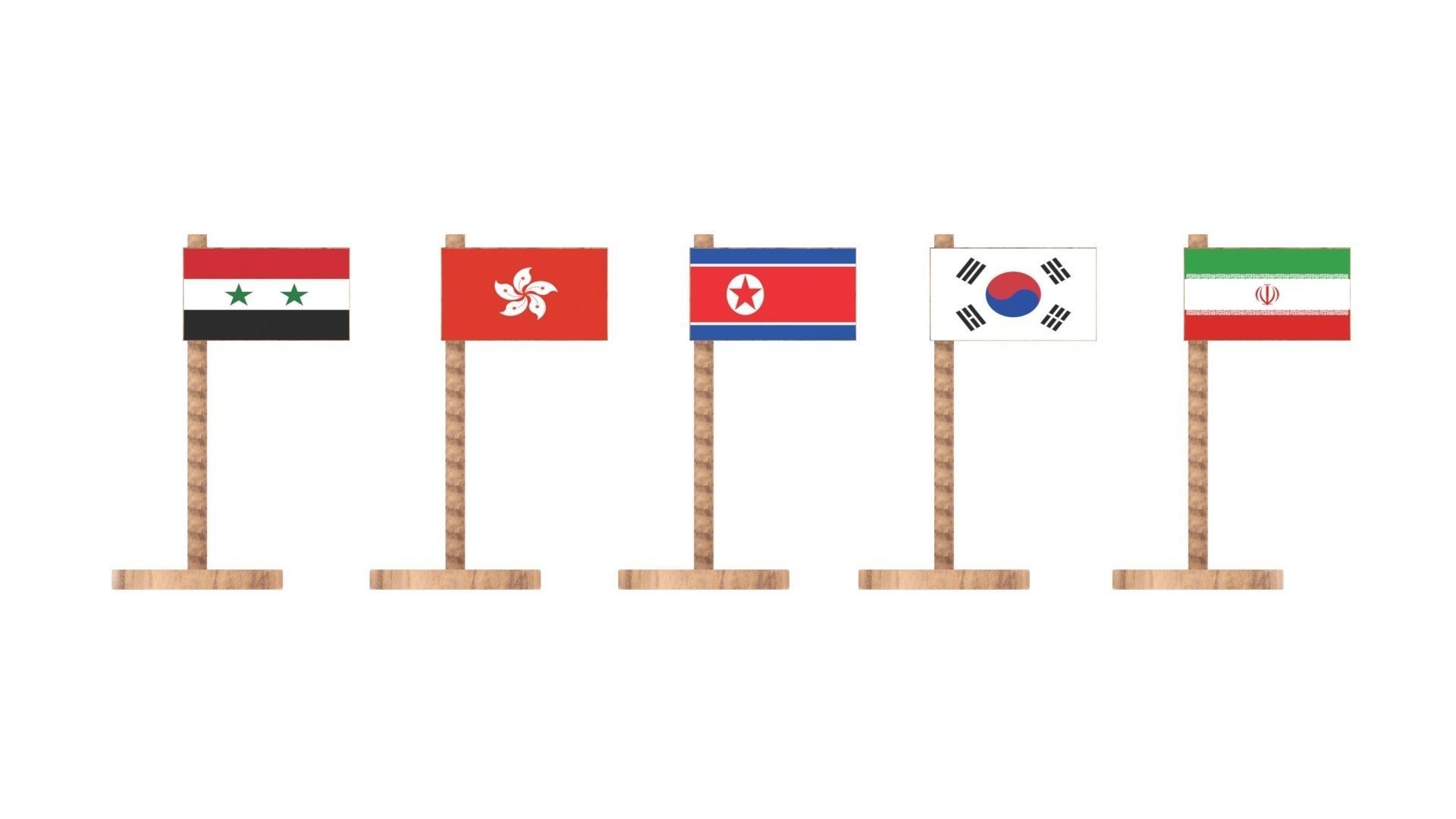 Wooden Flag Toys Set 3D model | CGTrader