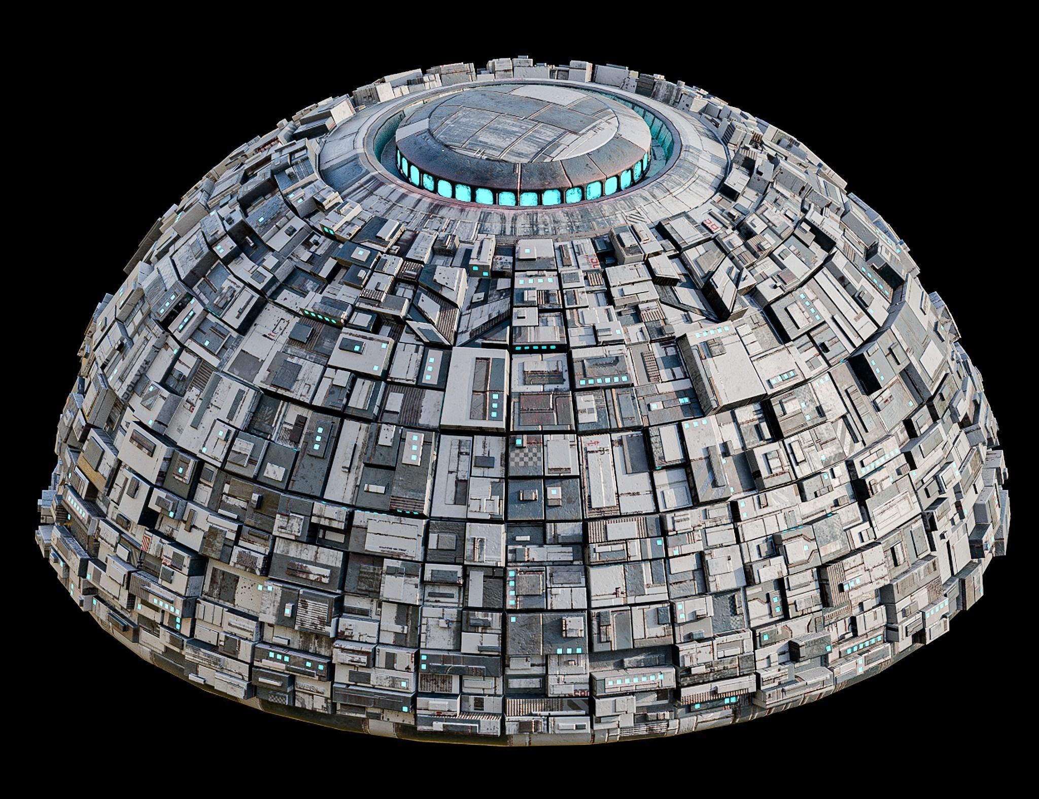 3D model Sci-Fi Base SemiSphere Sphere Hemisphere Lowpoly VR / AR / low ...