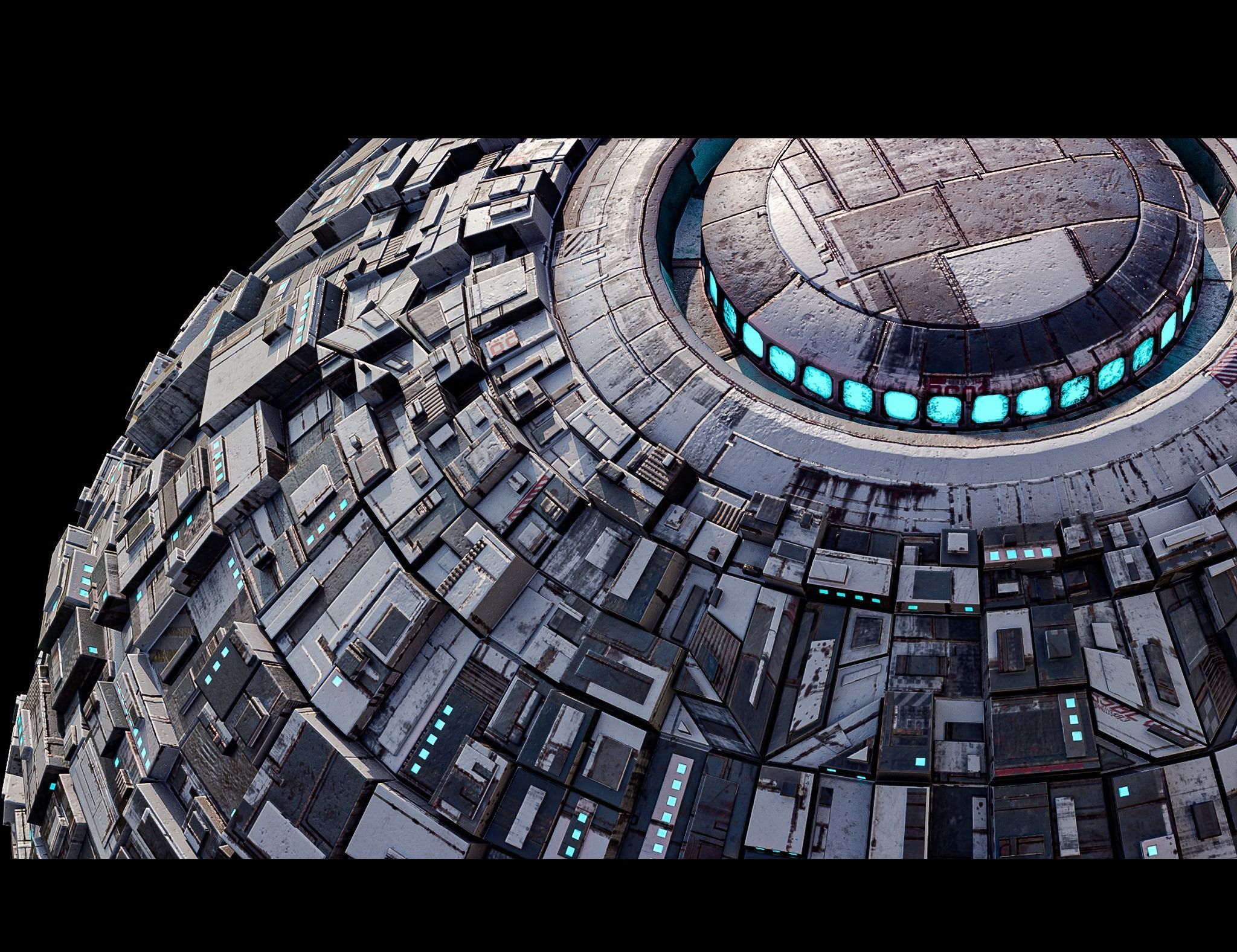 3D model Sci-Fi Base SemiSphere Sphere Hemisphere Lowpoly VR / AR / low ...