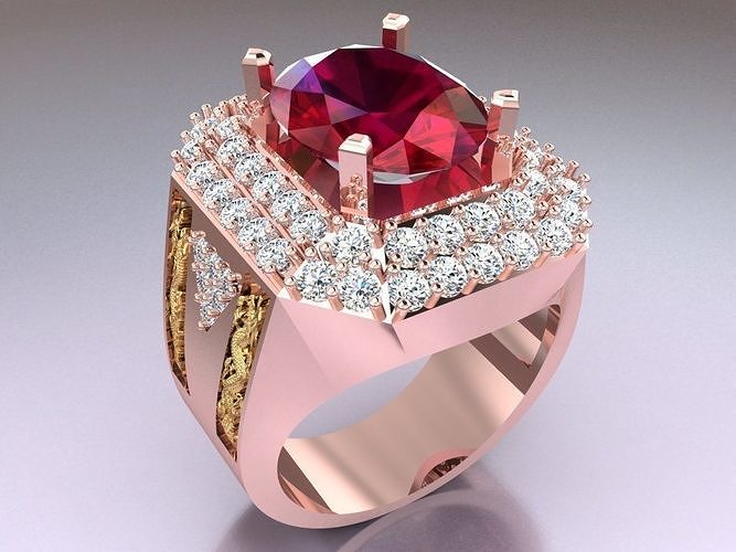 Dragon Ring - Oval stone ring - Mens Rings - N5461 3D model 3D ...