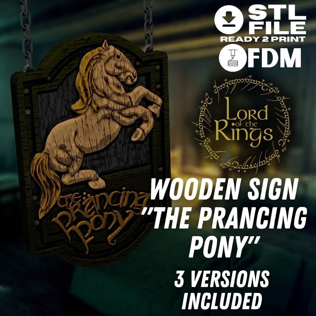 The Prancing Pony Inn sign 3D model 3D printable | CGTrader