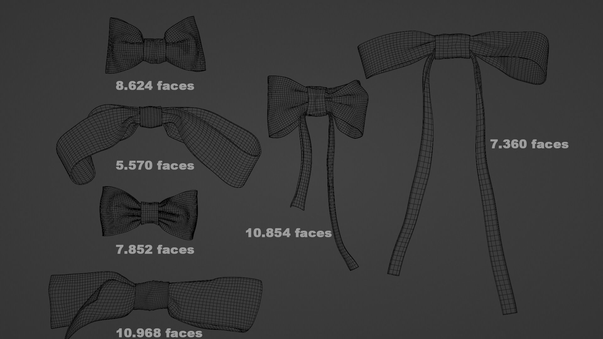 Fabric Bow bob set Low-poly 3D model | CGTrader