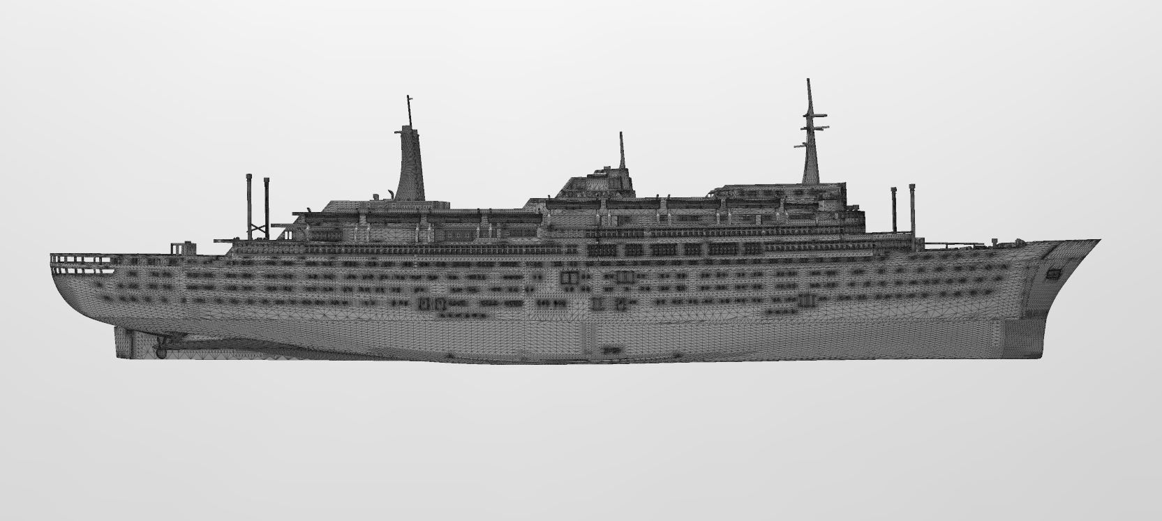 SS ROTTERDAM V ocean liner print ready full hull and waterline 3D model ...