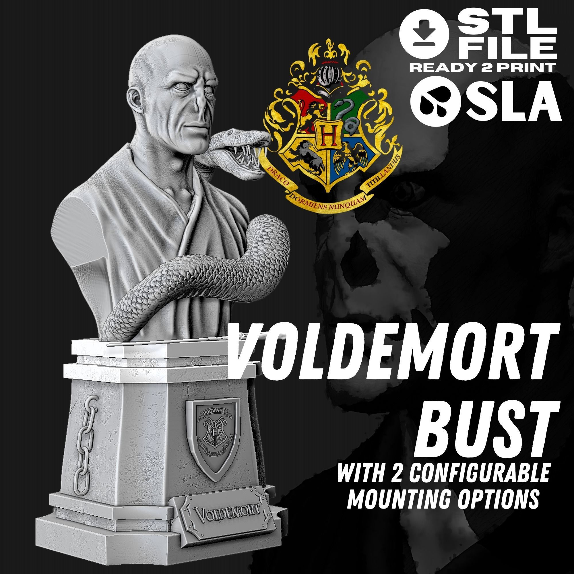 Voldemort Bust - Harry Potter 3D model 3D printable | CGTrader