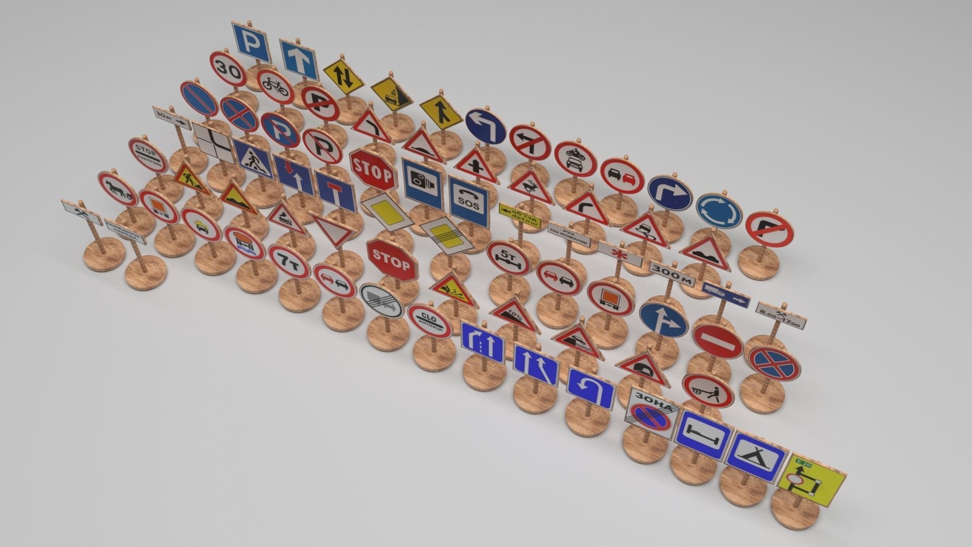 Wooden Toy Road Signs Set 3D model | CGTrader
