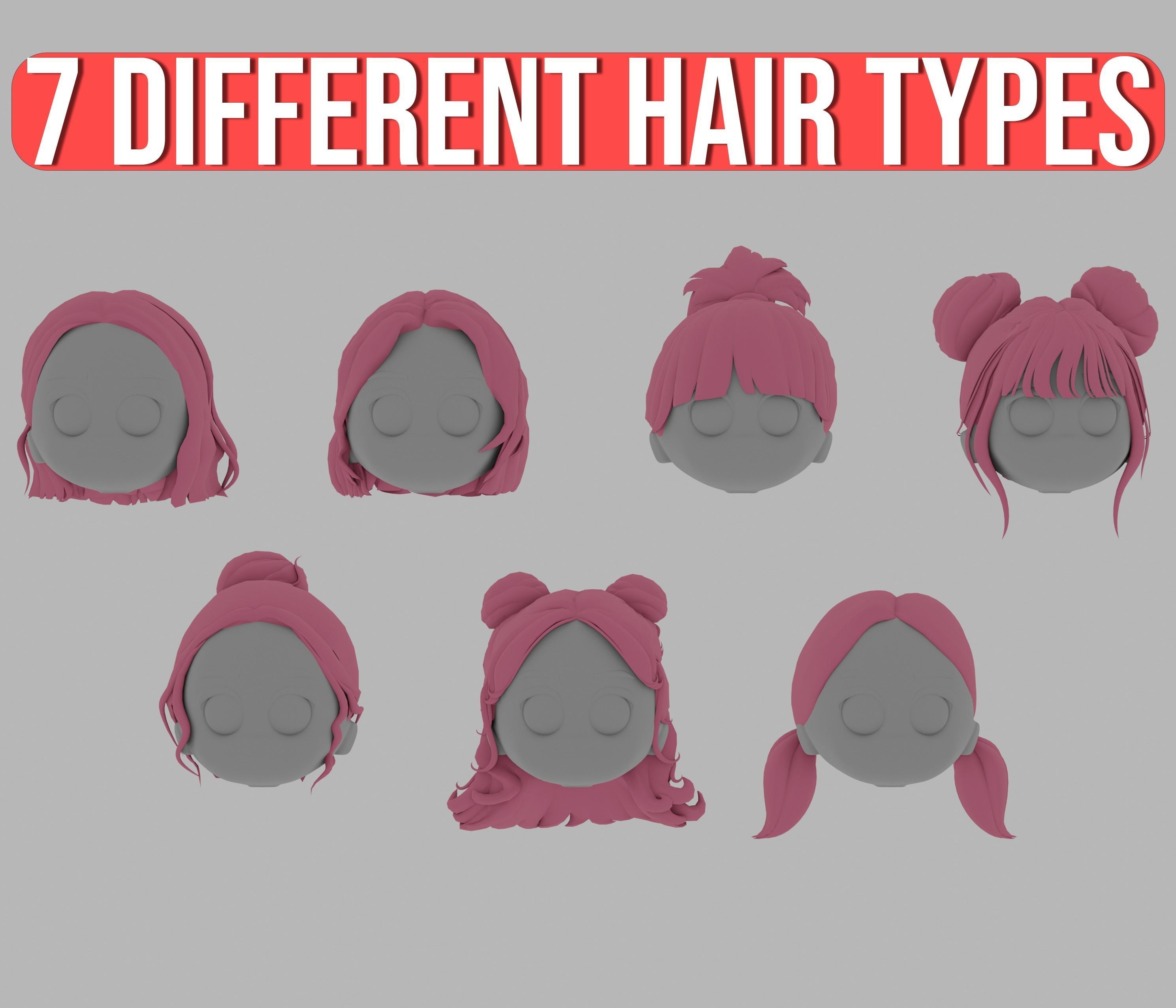 3D model Stylized Hair Bundle VR / AR / low-poly | CGTrader