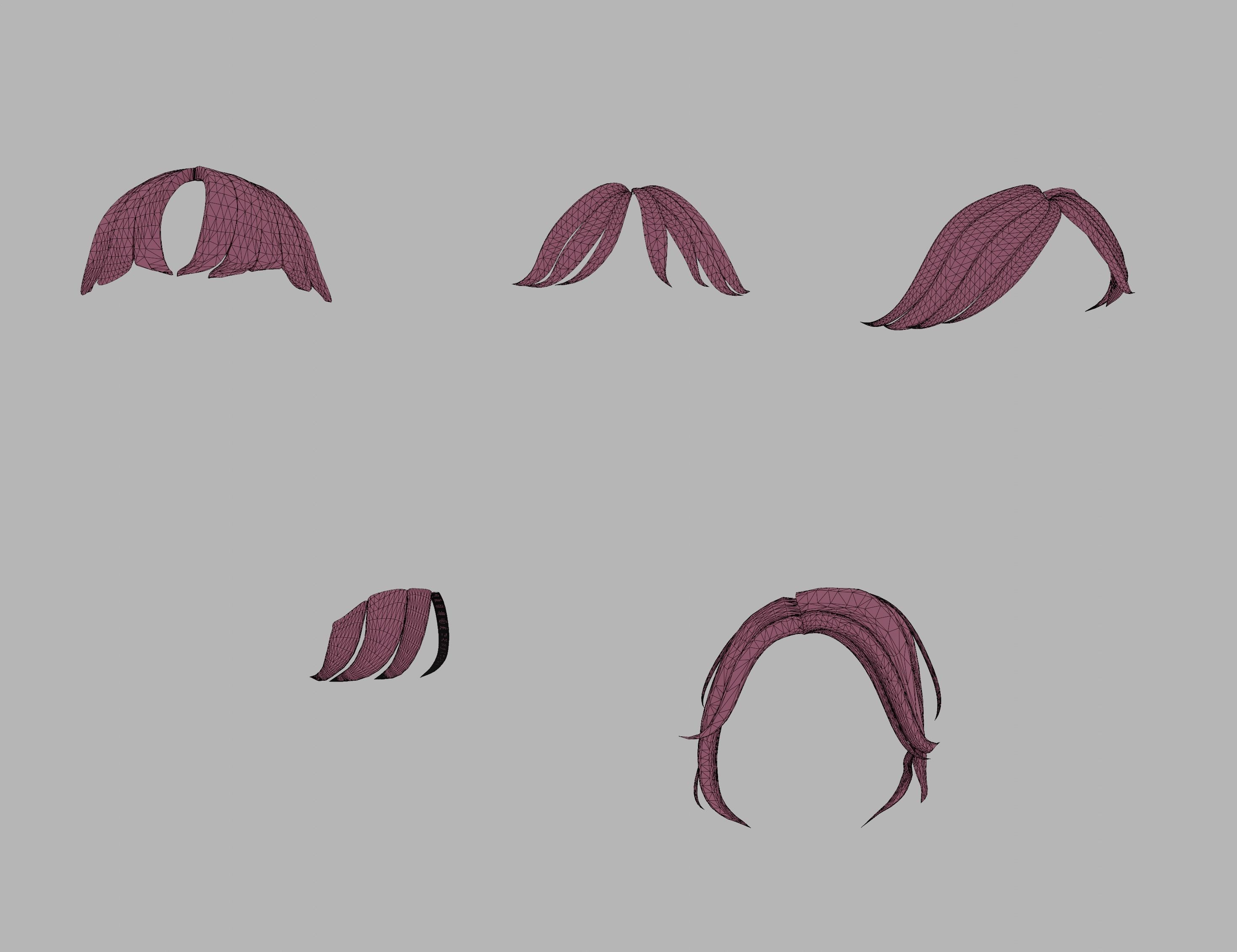 3D model Stylized Hair Bundle VR / AR / low-poly | CGTrader