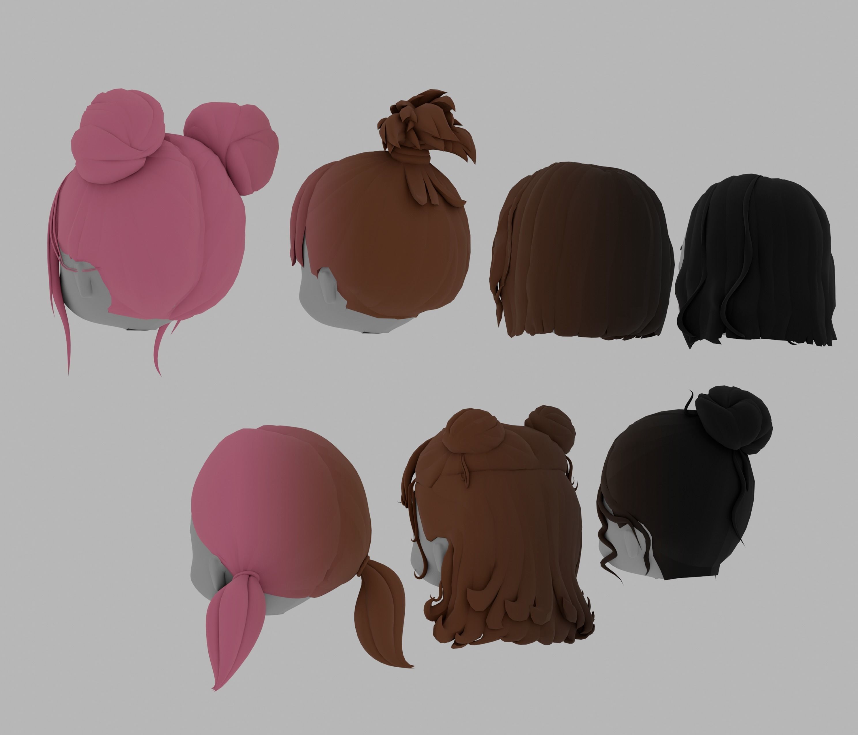 3D model Stylized Hair Bundle VR / AR / low-poly | CGTrader
