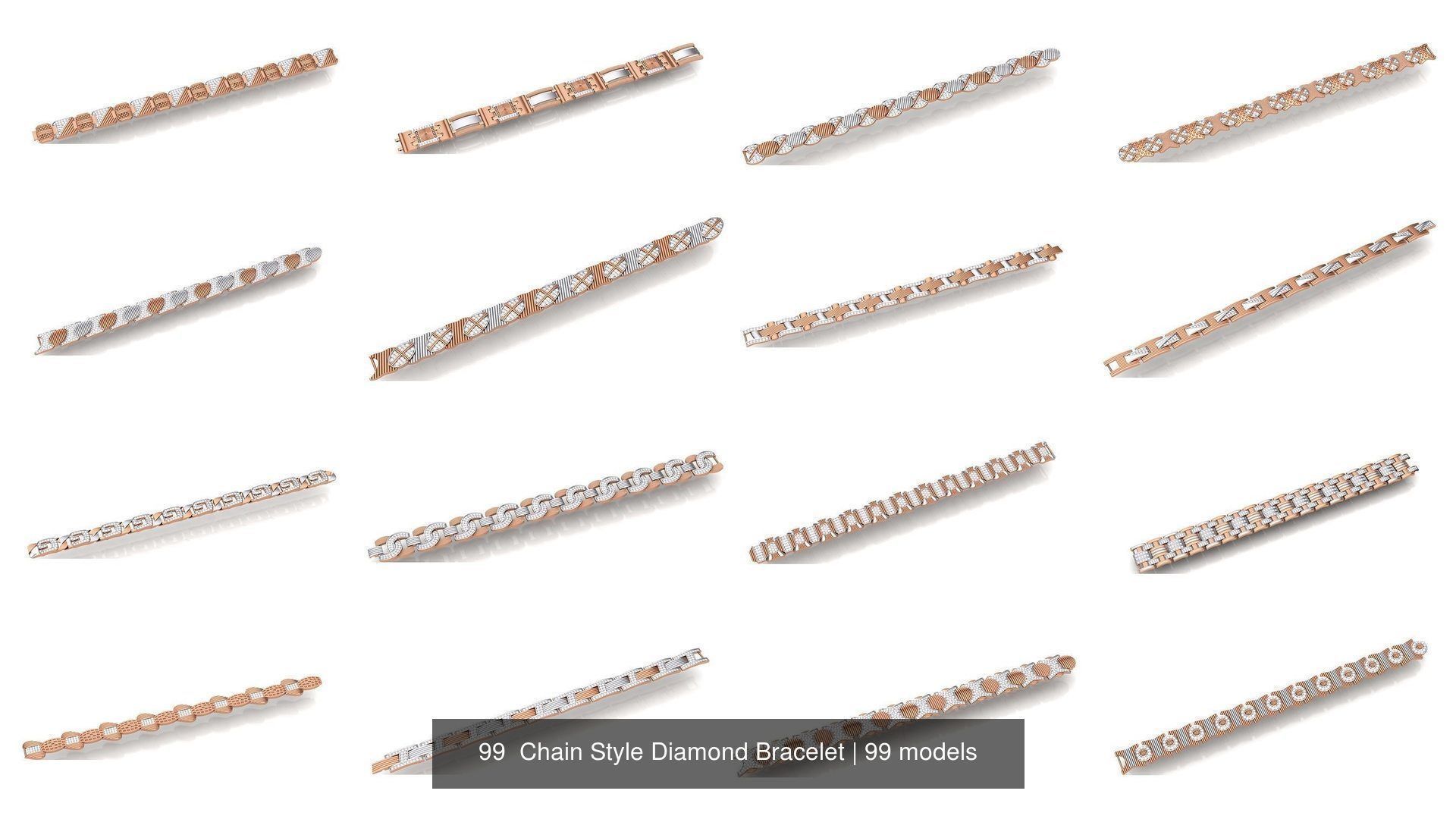 99 Chain Style Diamond Bracelet 3D Model Collection | CGTrader