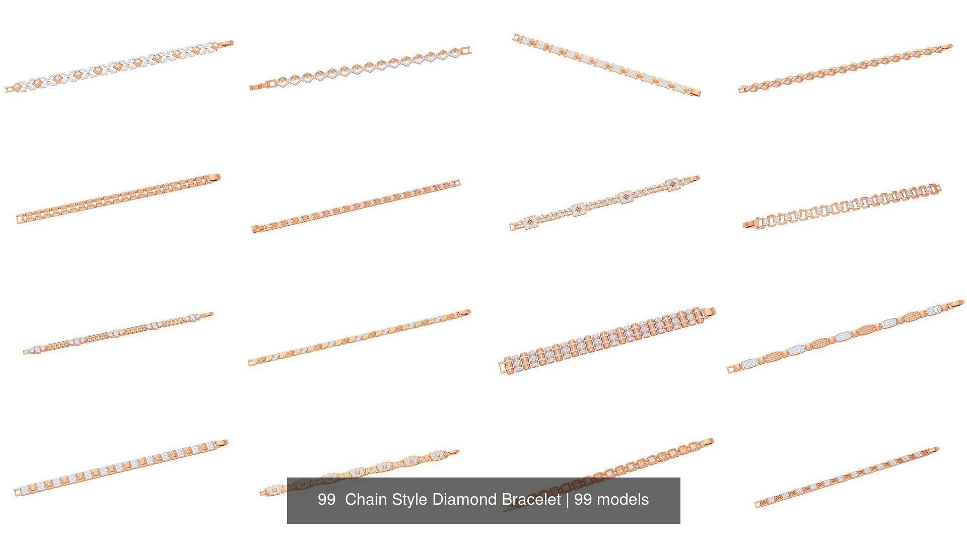 99 Chain Style Diamond Bracelet 3D Model Collection | CGTrader