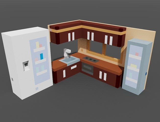 Voxel Kitchen 3D model | CGTrader